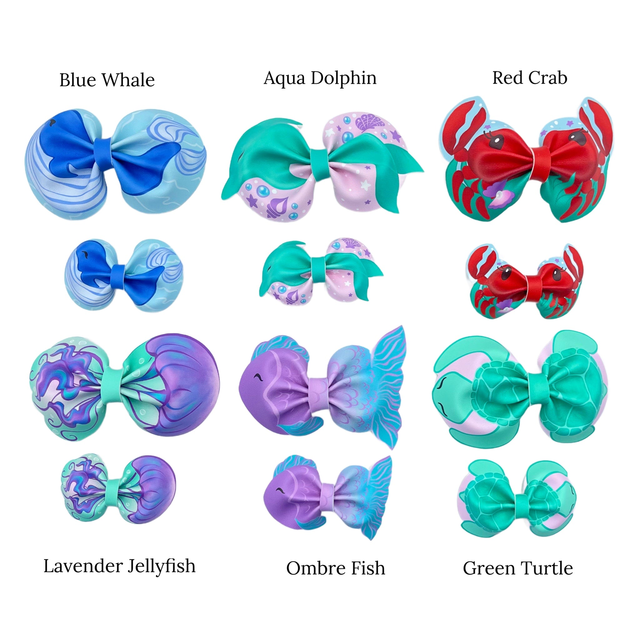 Under The Sea Animals Themed Hair Bows - Sea Creatures Faux Leather ...