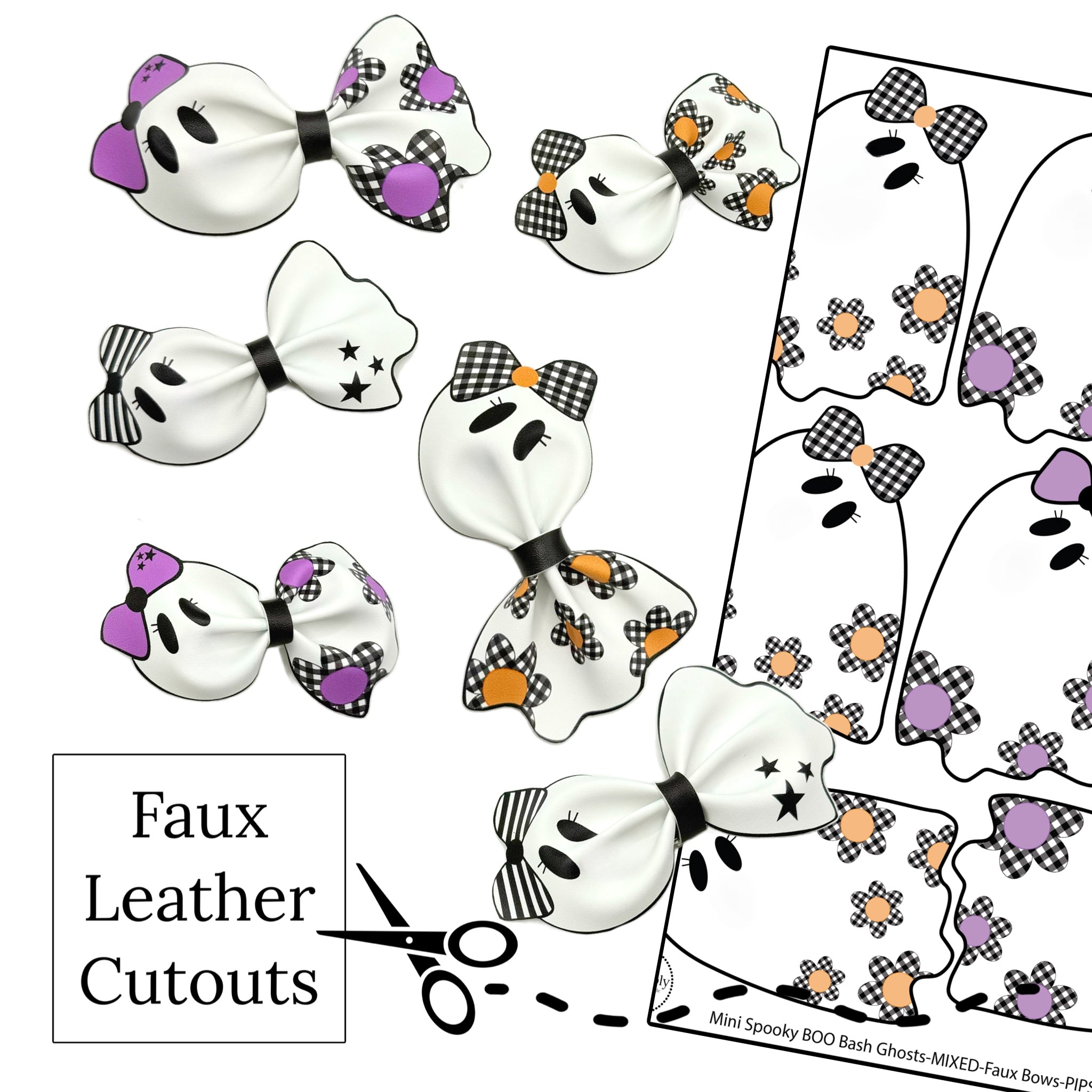 Spooky Boo Bash Ghosts Faux Leather DIY Hair Bows & Craft Cutouts – Pip ...