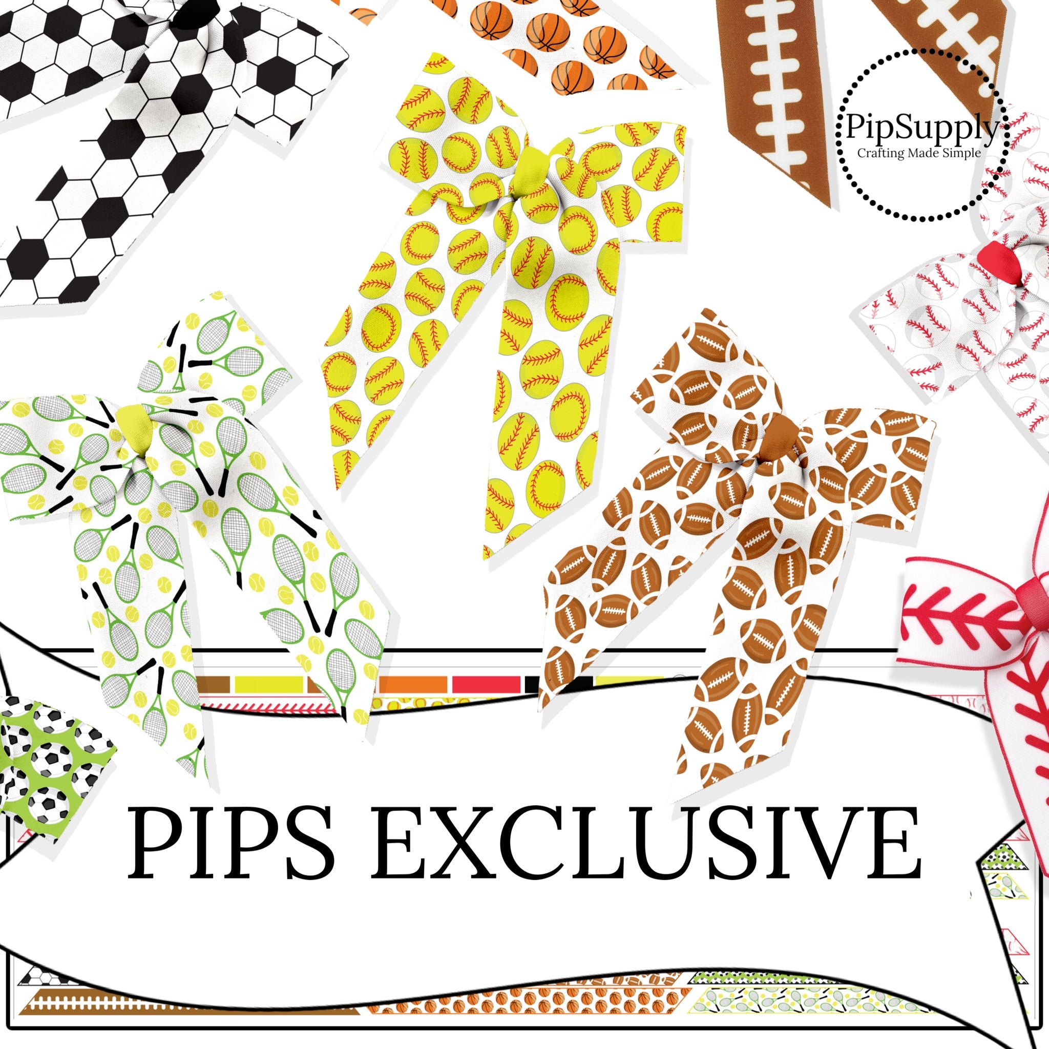 Baseball Football Softball Basketball Neoprene Hand Cut Bow Strips ...