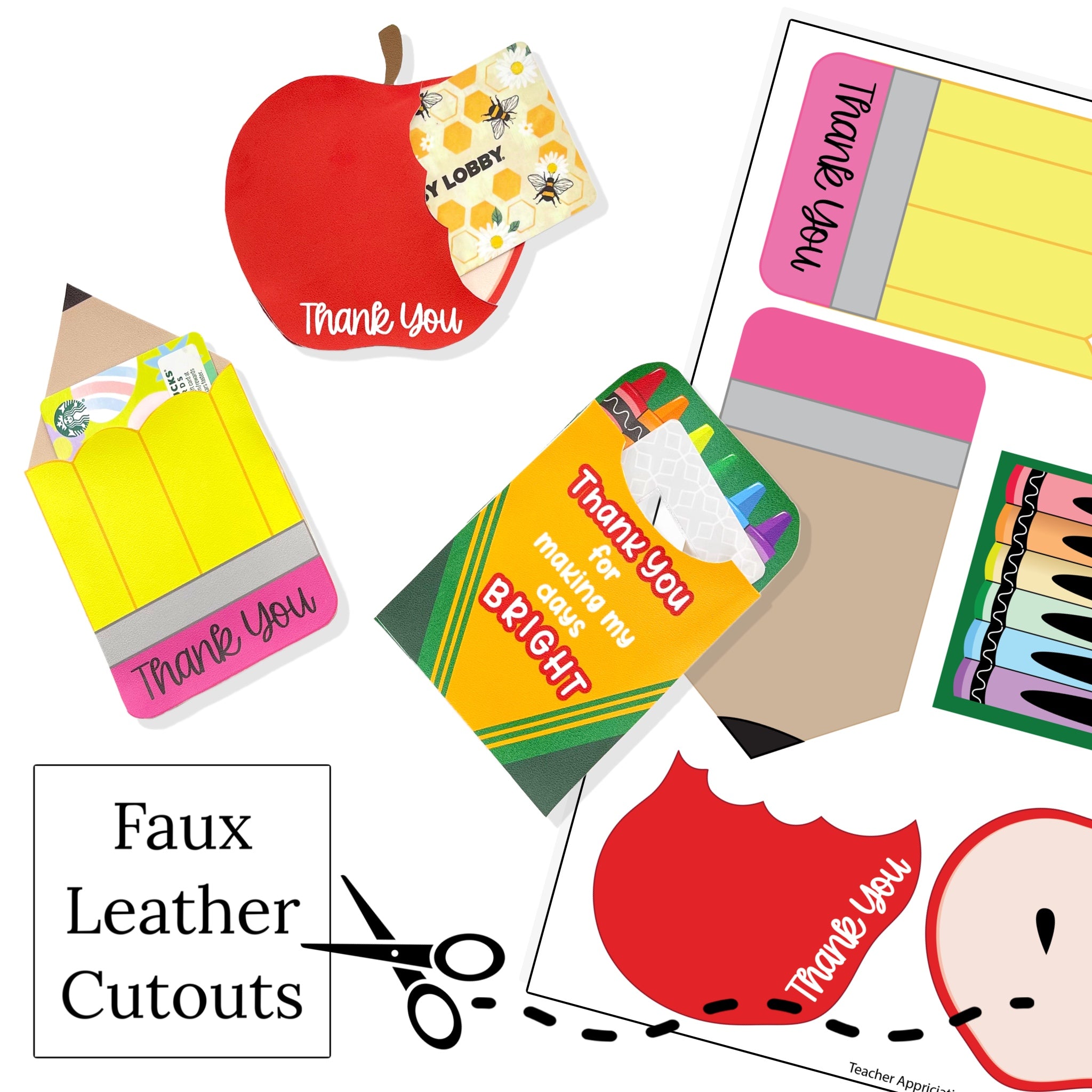 School DIY Gift Card Holders-Teacher Appreciation Faux Leather DIY Gift ...