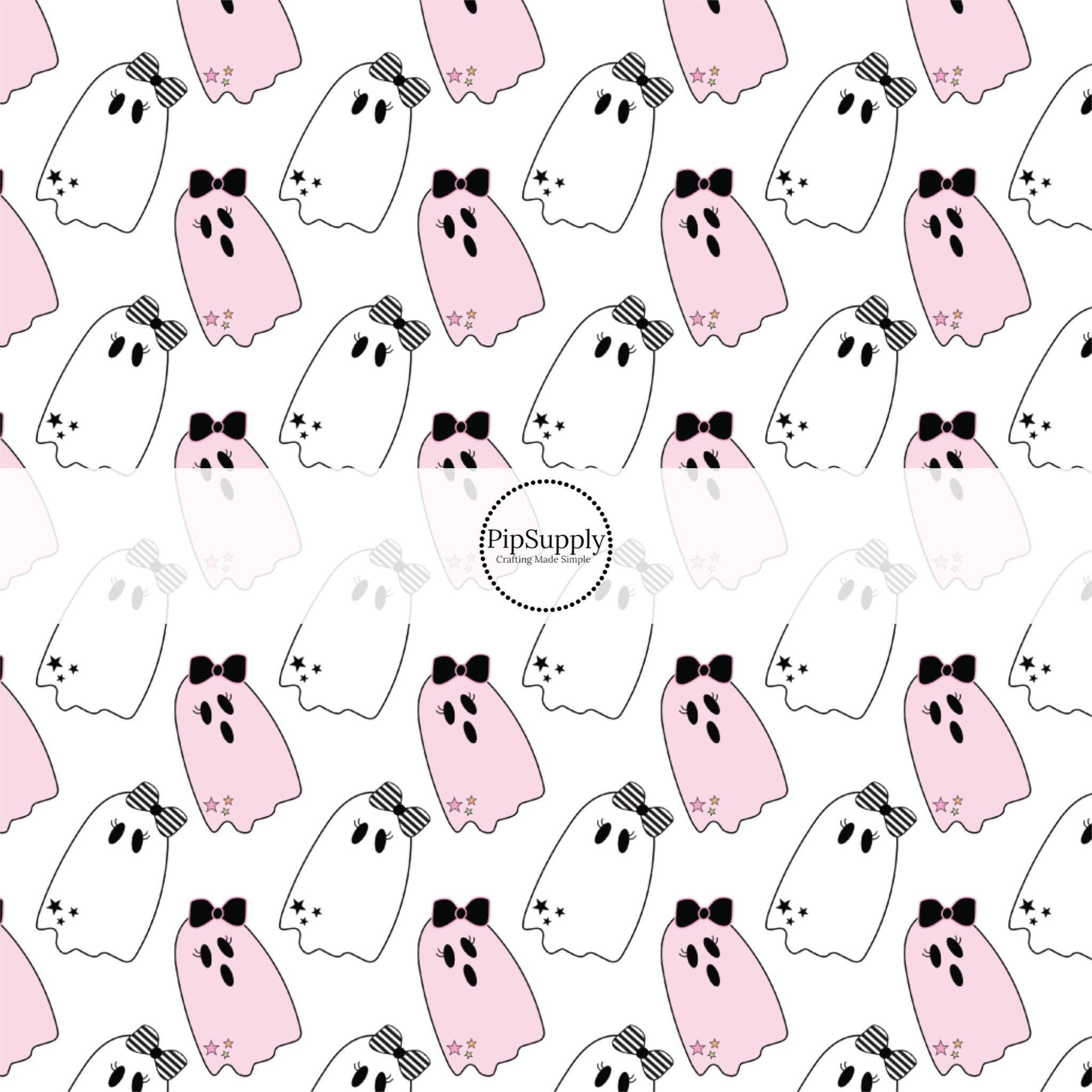 Baby Pink and White Ghosts Fabric By The Yard – Pip Supply