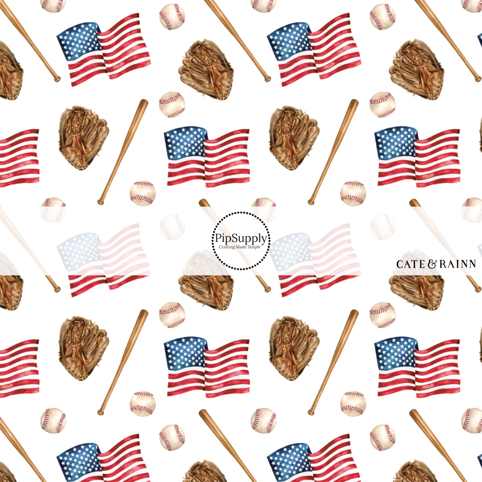 Patriotic Baseball Fabric By The Yard - American Pastime Fabric By The ...