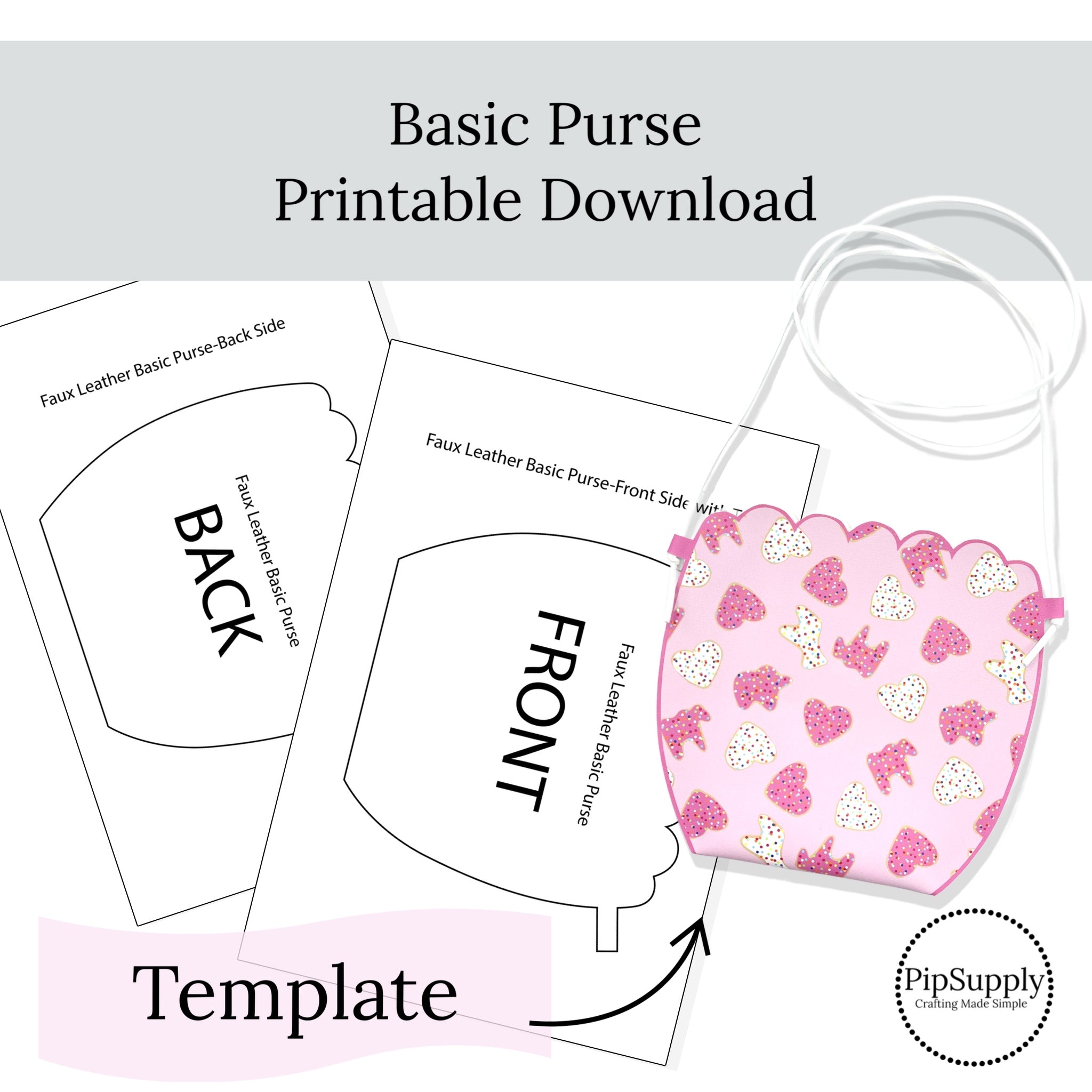 Printable Purse DIY Template - Basic Purse Faux Leather Printable ...