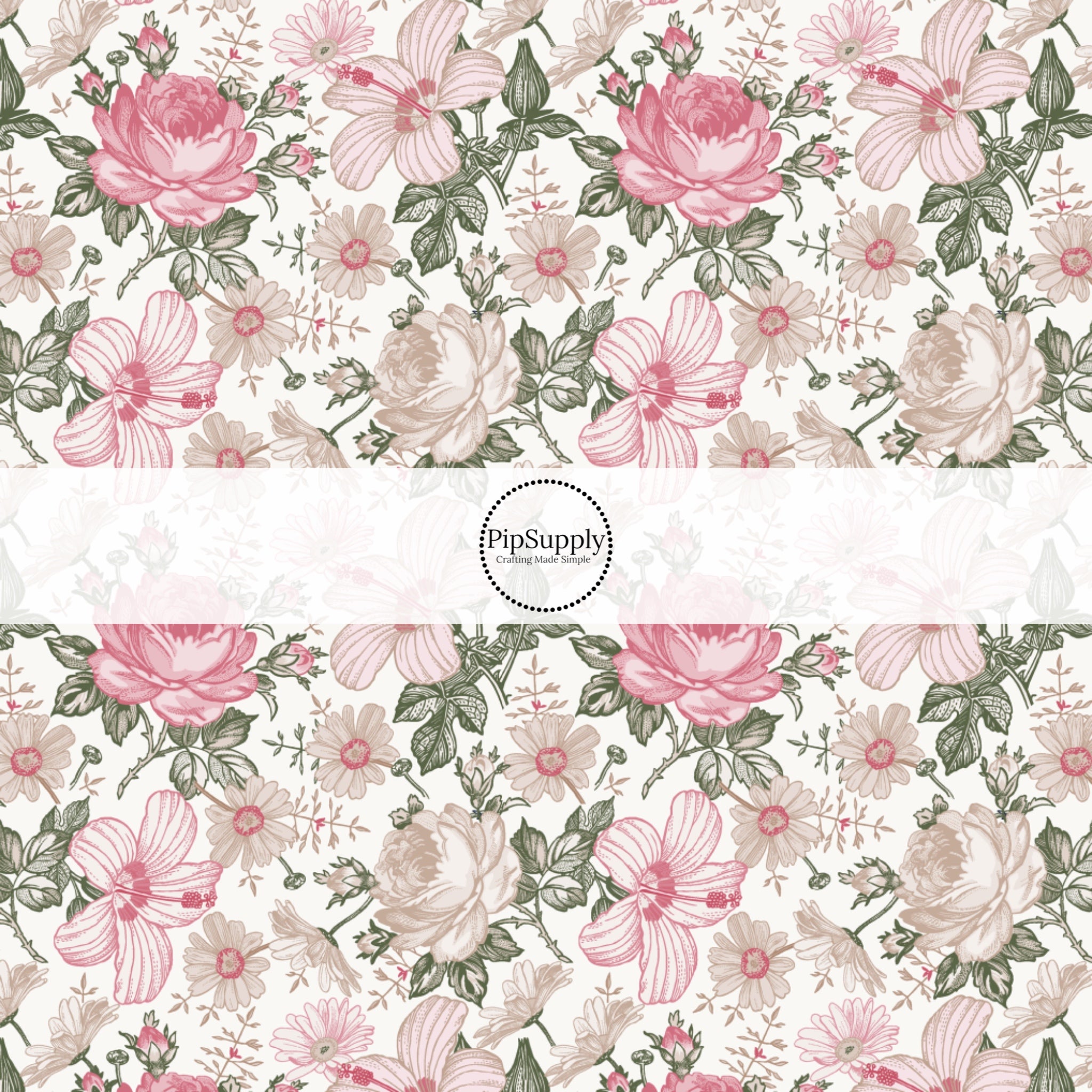 Spring Flowers Fabric By The Yard - Blushing Blooms Fabric By The Yard ...