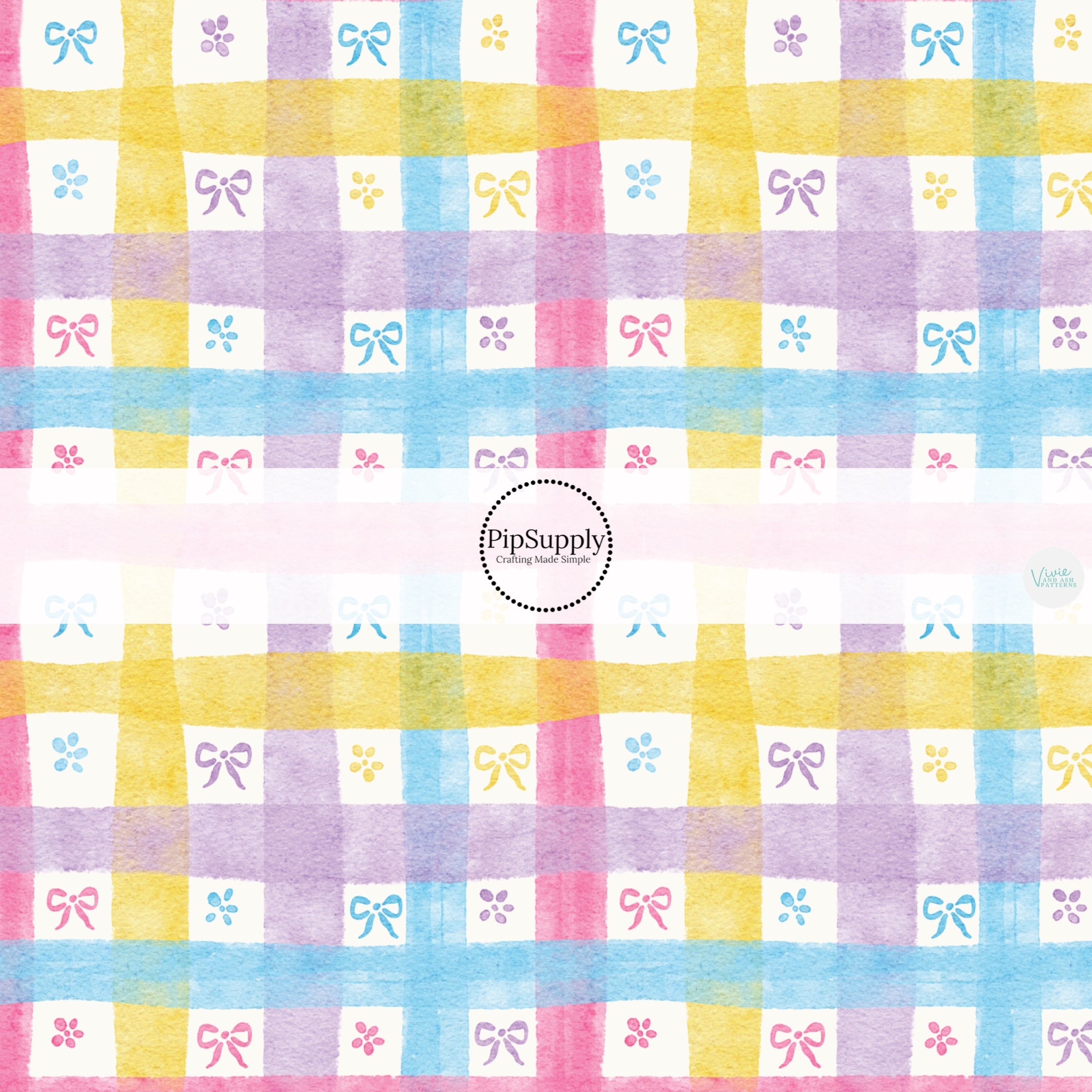 Easter Colorful Gingham Fabric By The Yard - Bright Bow Spring Gingham ...