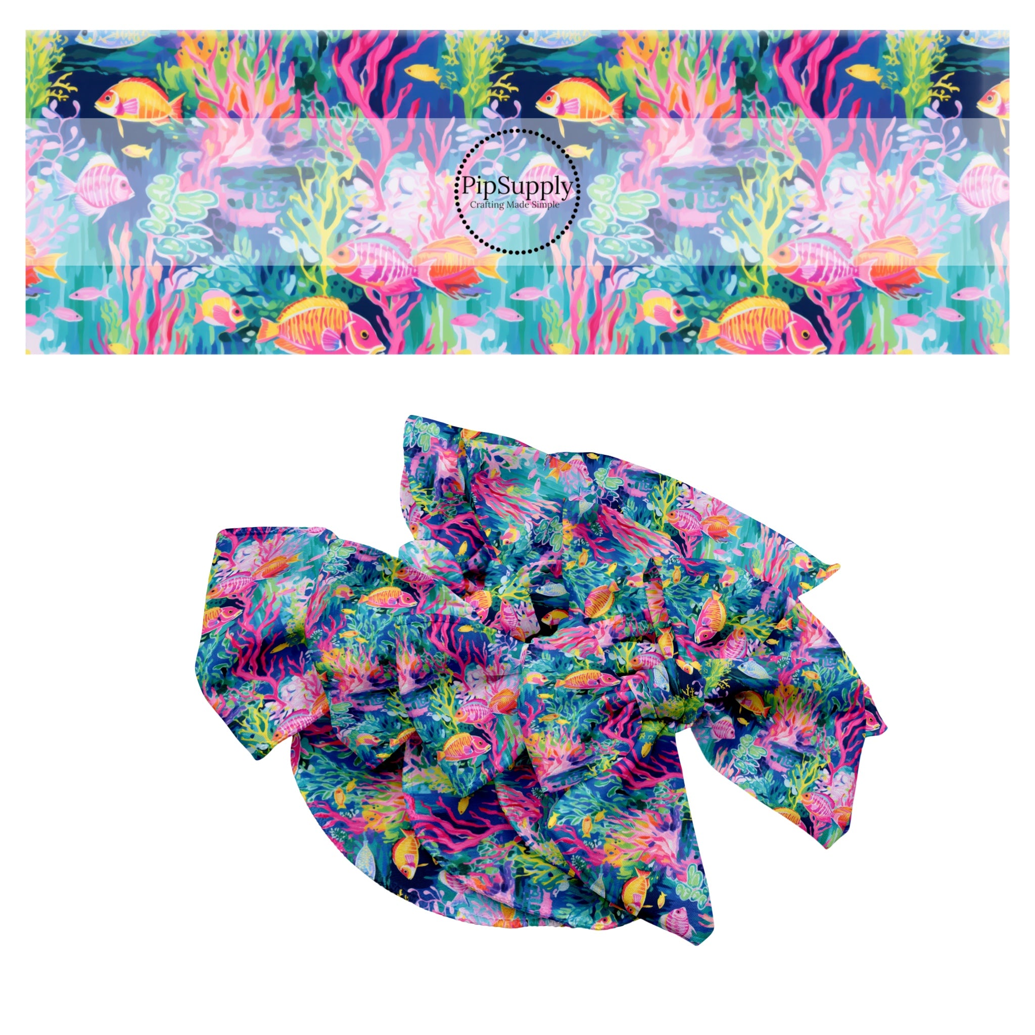 Ocean Hair Bow Strips - Coral Reef Hair Bow Strips – Pip Supply