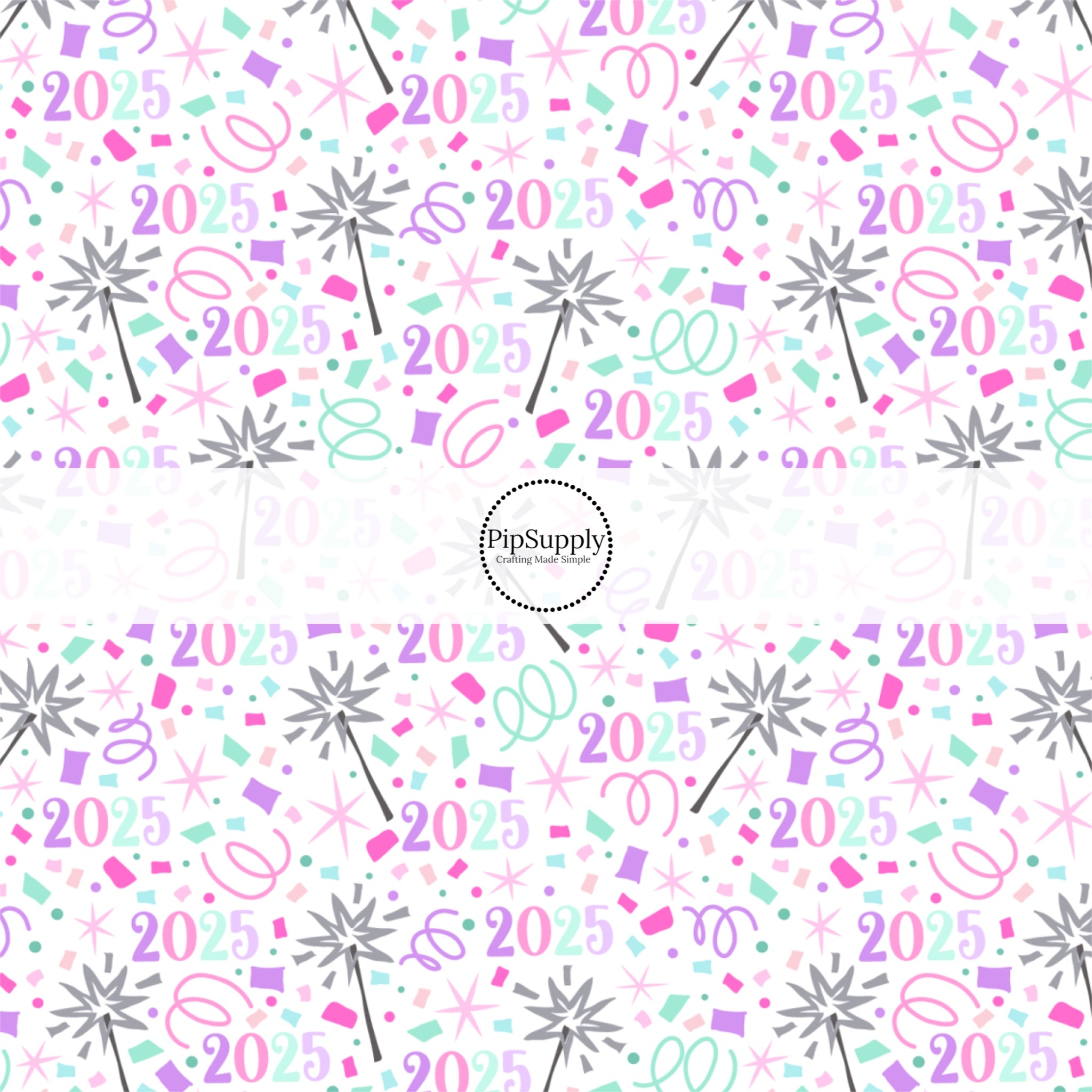 2025 Sparklers and Pastel Confetti Fabric by the Yard - Countdown to ...