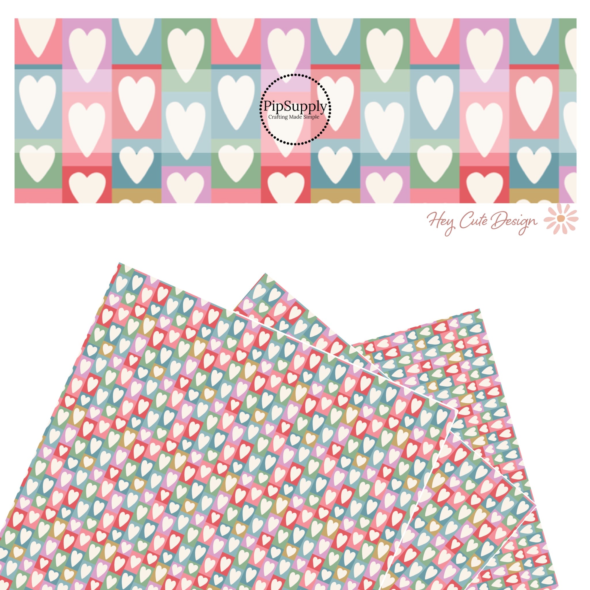 Valentine Hearts Faux Leather Sheet - Cute Multi Hearts Faux Leather ...