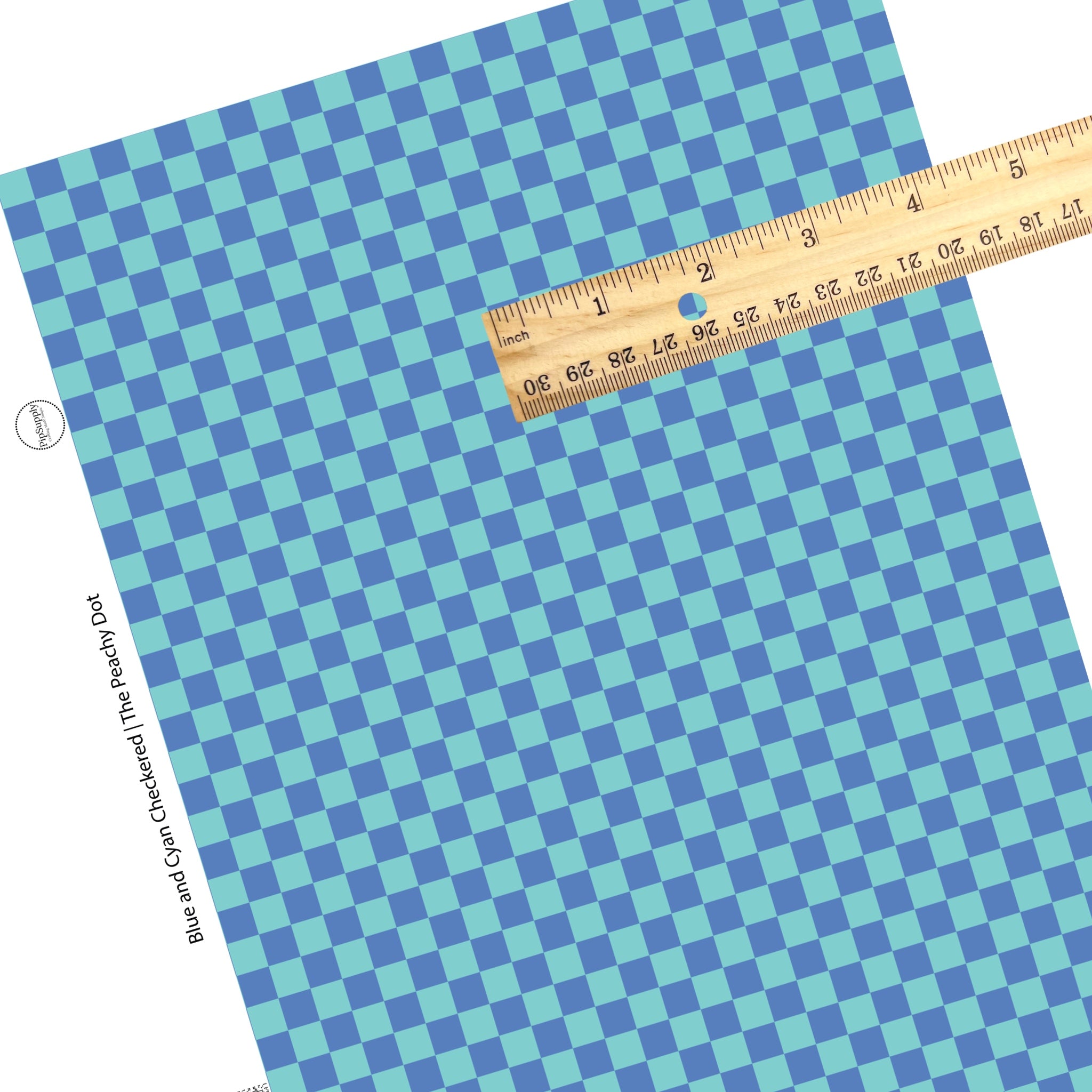 Multi Blue Checkered Faux Leather Sheet - Blue and Cyan Checkered ...