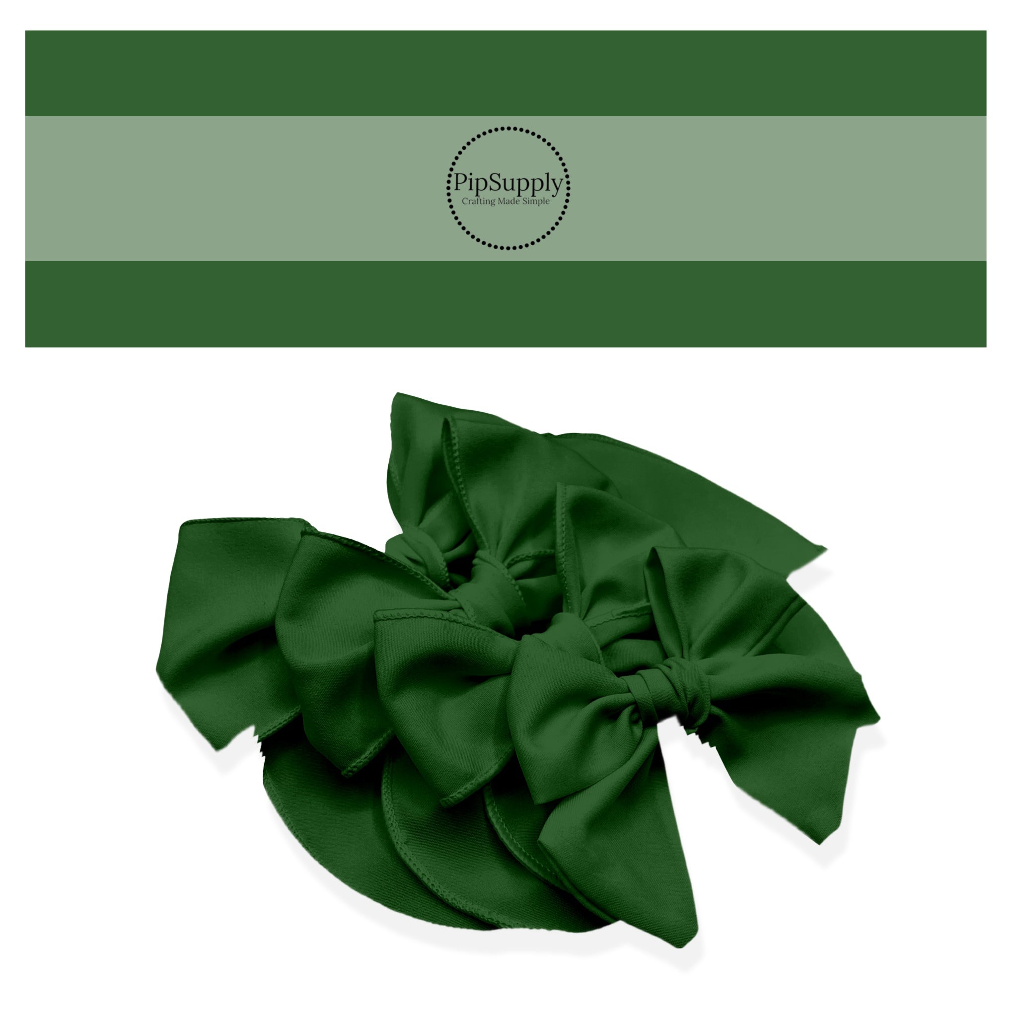 Green Solid Hair Bow Strips - Deep Moss Solid Hair Bow Strips – Pip Supply