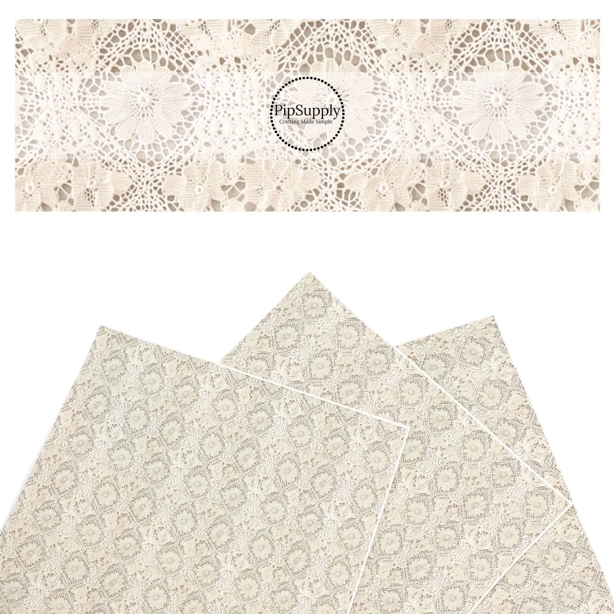 Lace Pattern Faux Leather Sheet - Doily Lace Faux Leather Sheets – Pip ...