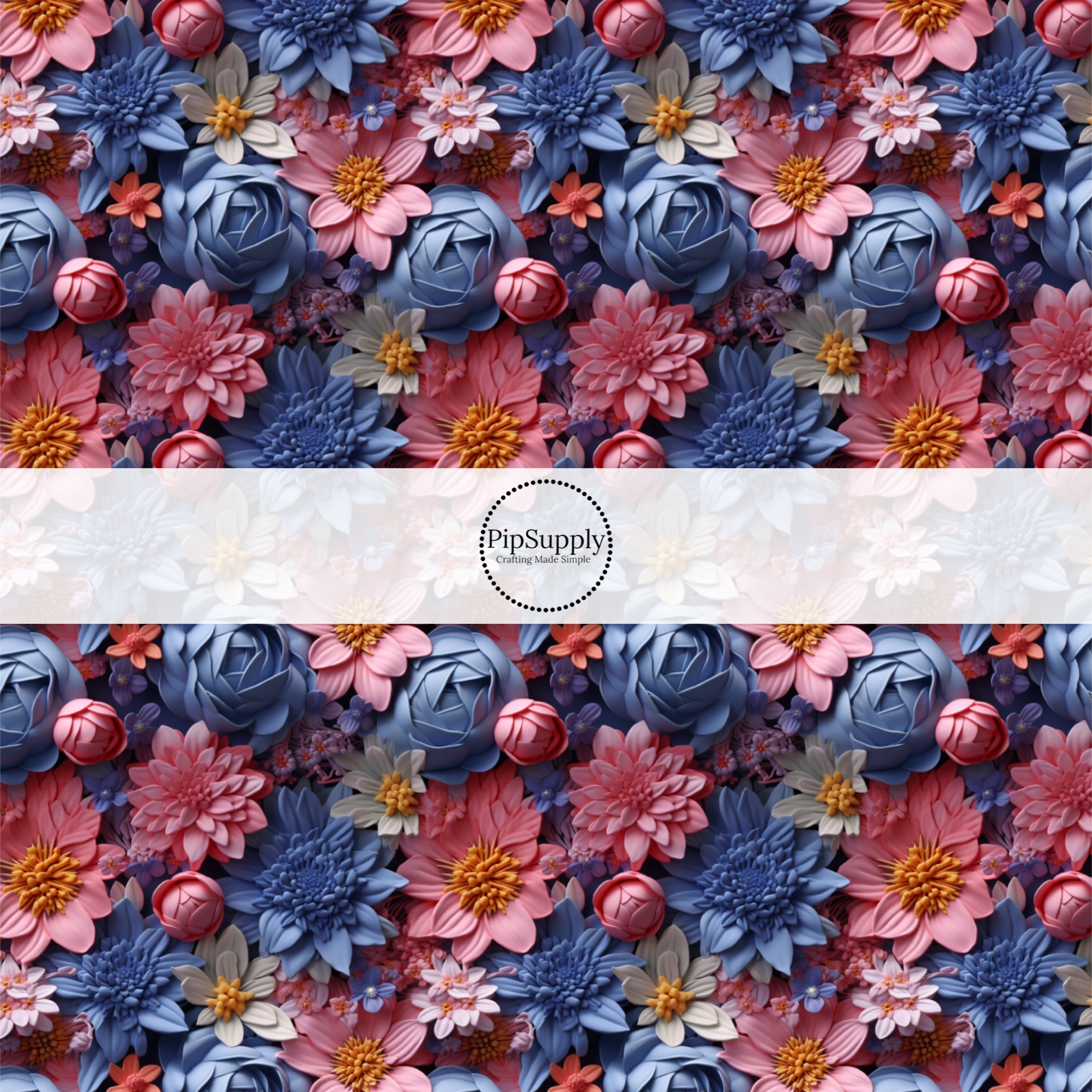 Spring Flowers Fabric By The Yard - Faux 3D Spring Flowers Fabric By ...