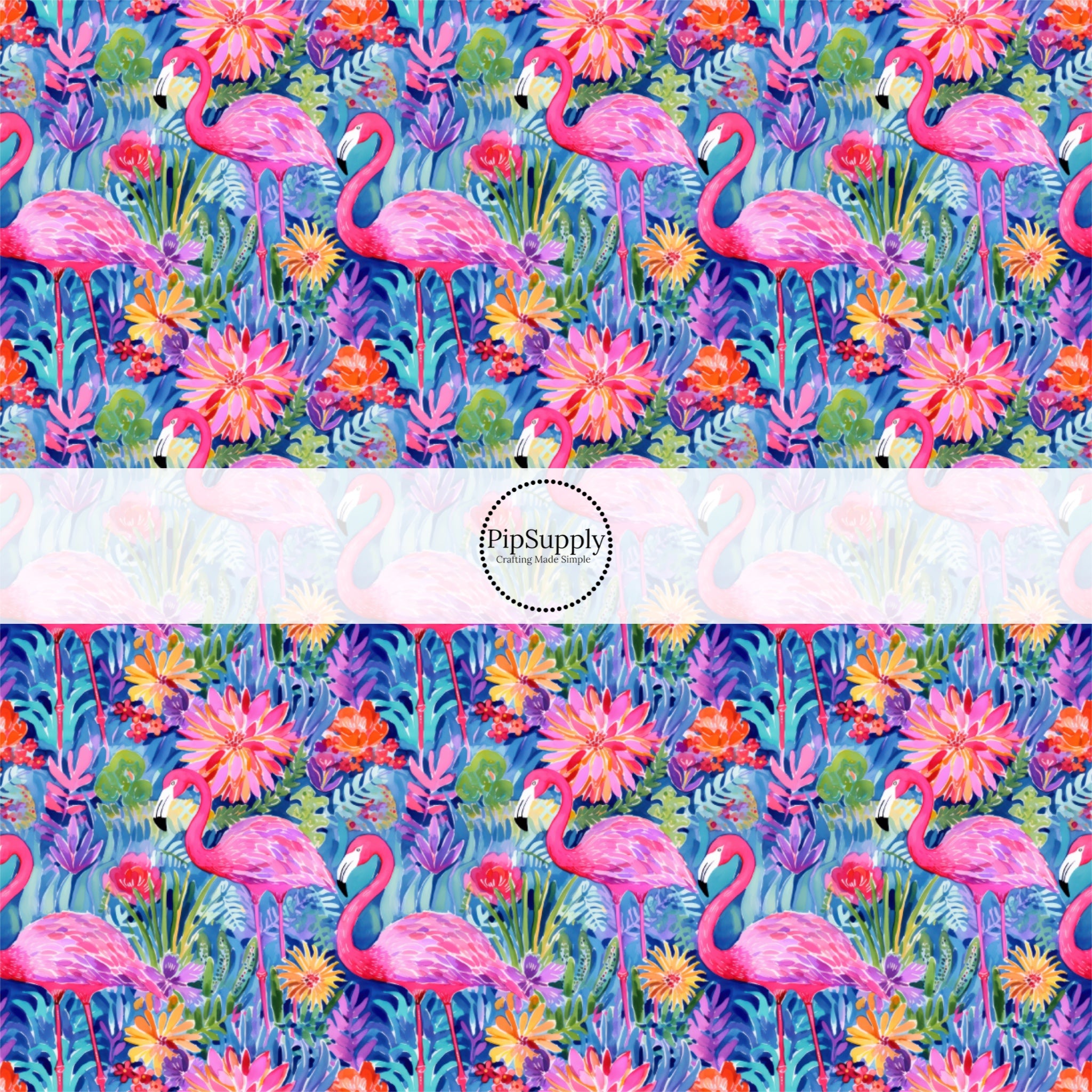 Tropical Flamingos Fabric By The Yard - Flamingo Floral Fabric By The ...