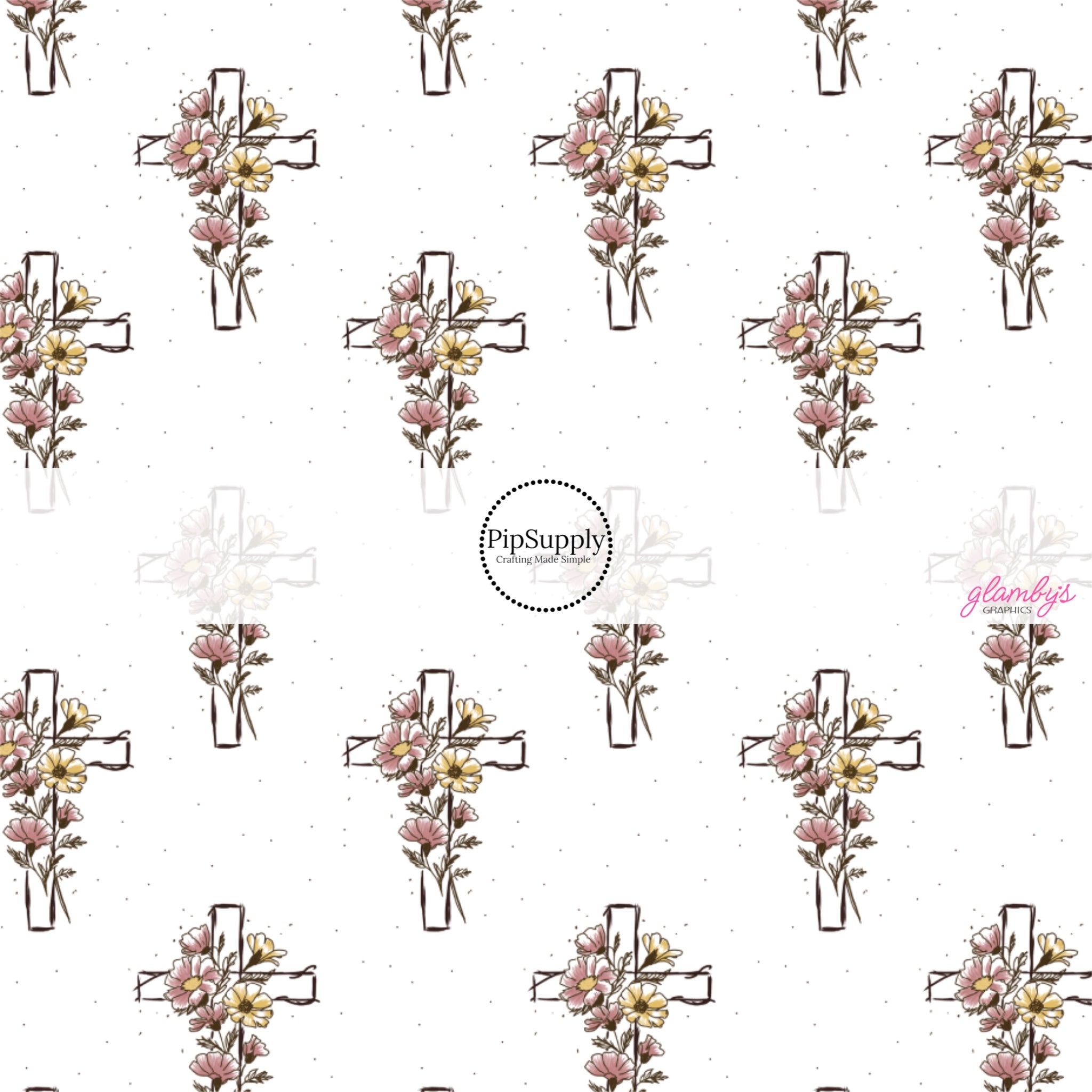 Easter Fabric By The Yard - Floral Cross Fabric By The Yard – Pip Supply