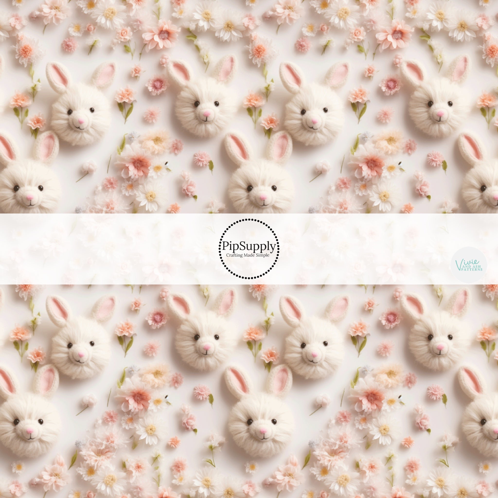 Easter Fabric By The Yard - Fluffy Bunny Faux Emrbroidered Fabric ...