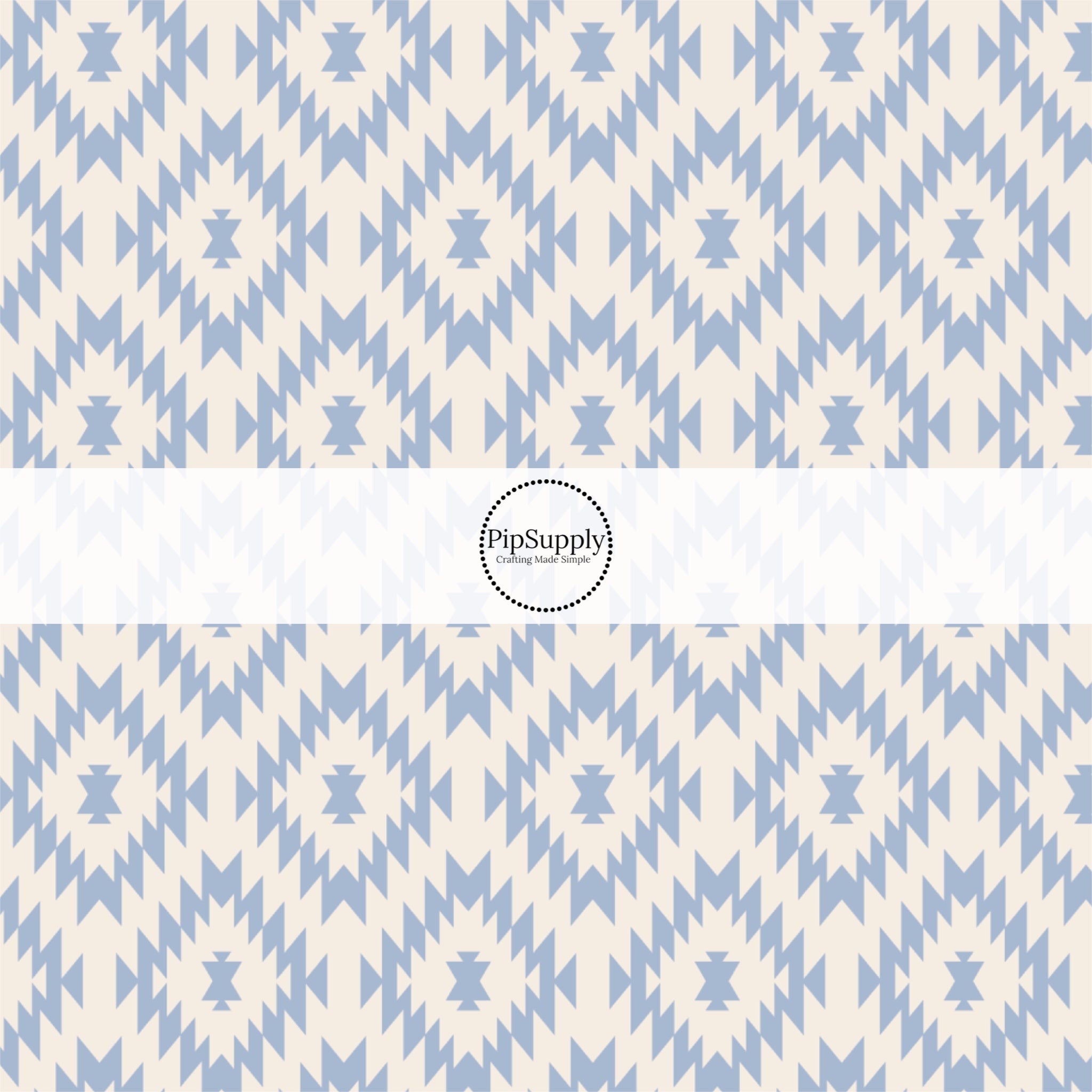 Western Pattern Hair Bow Strips - French Blue Aztec Hair Bow Strips ...