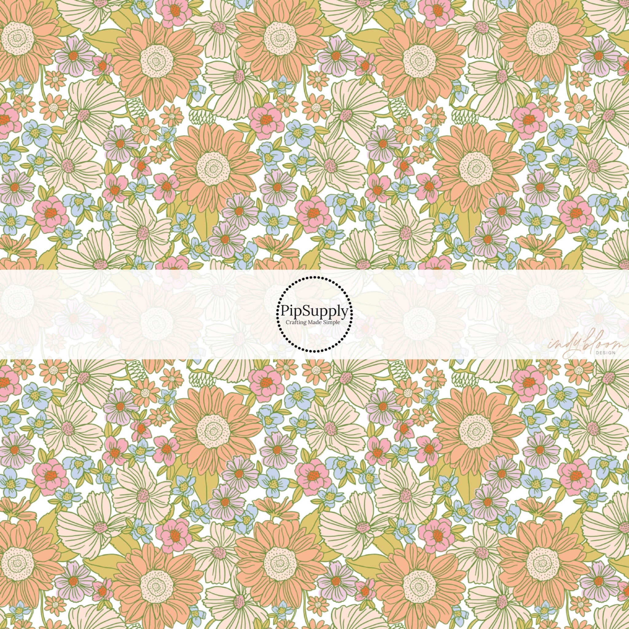 Spring Flowers Fabric By The Yard - Golden Multi Floral Fabric By The ...