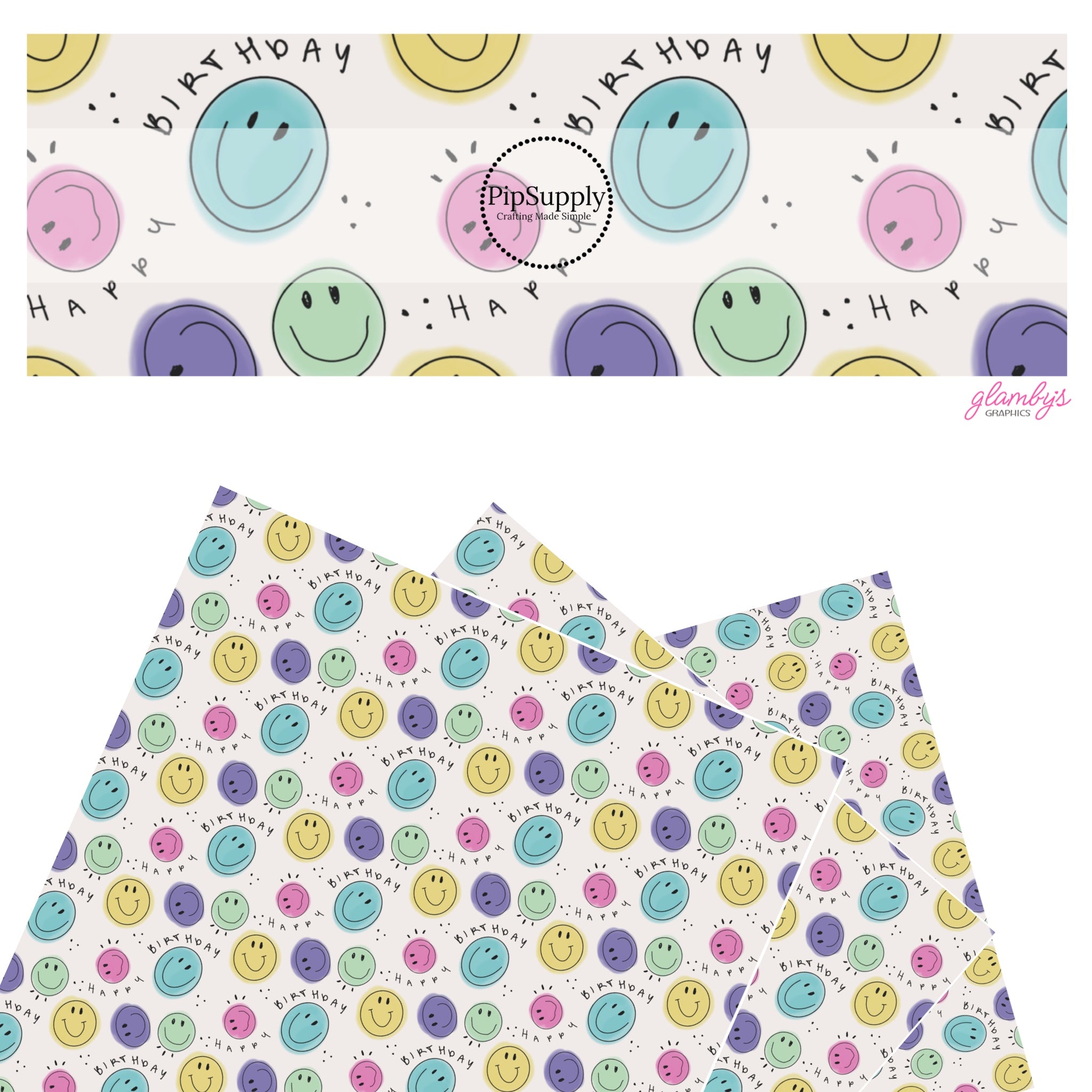 Birthday Smiles Faux Leather Sheet - Happy Birthday Smiles Faux Leather ...