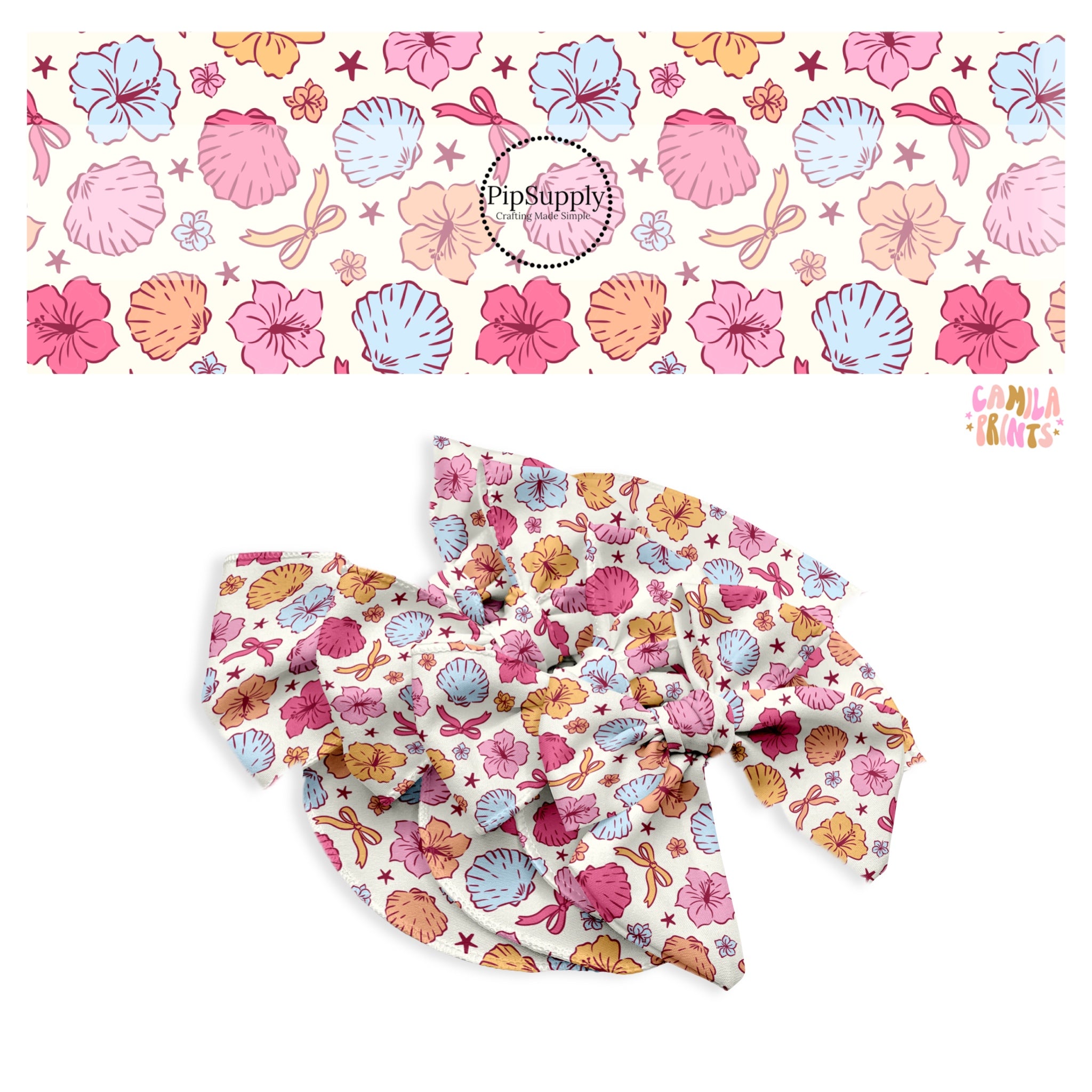 Tropical Flowers Hair Bow Strips - Hawaii Flowers Multi Hair Bow Strips ...