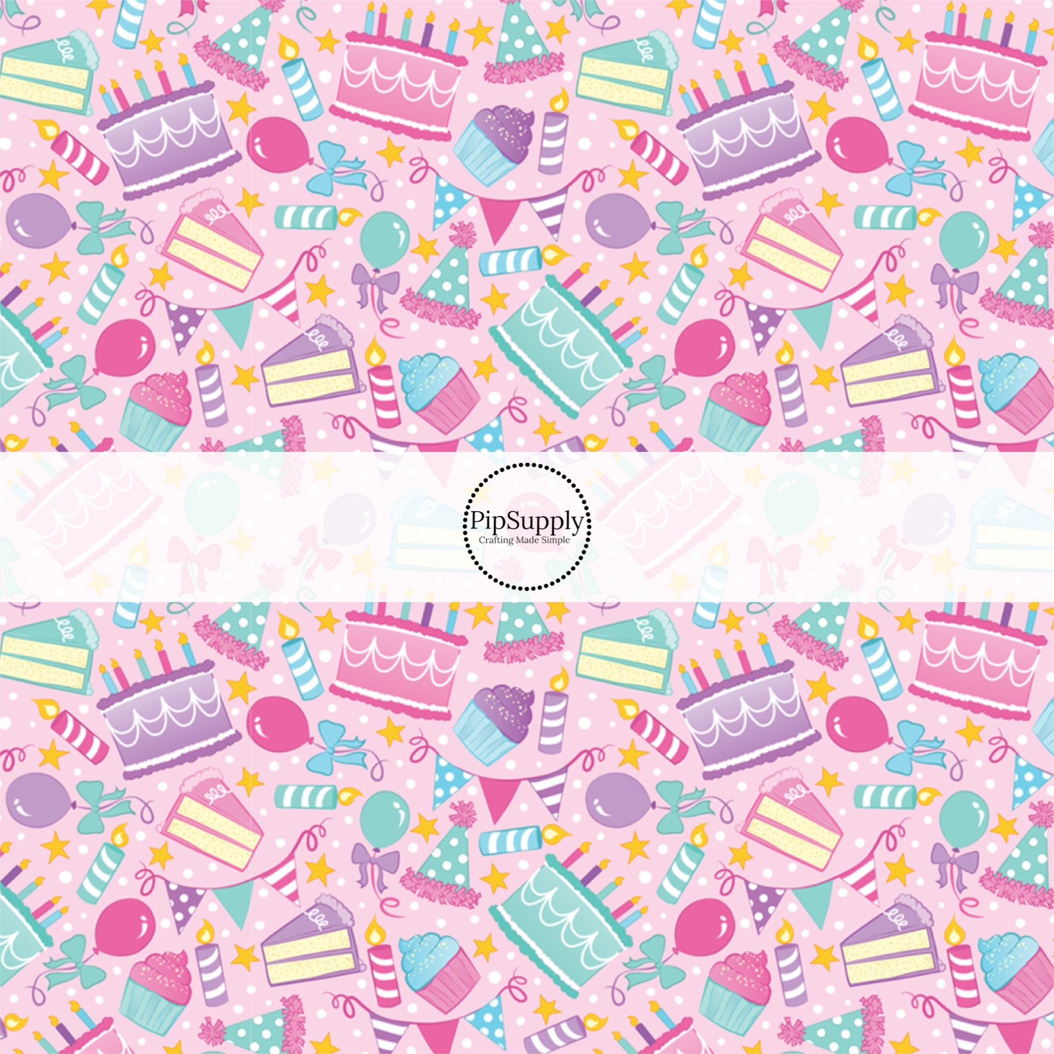 Pink Birthday Cake Fabric By The Yard - It’s My Party Fabric By The ...