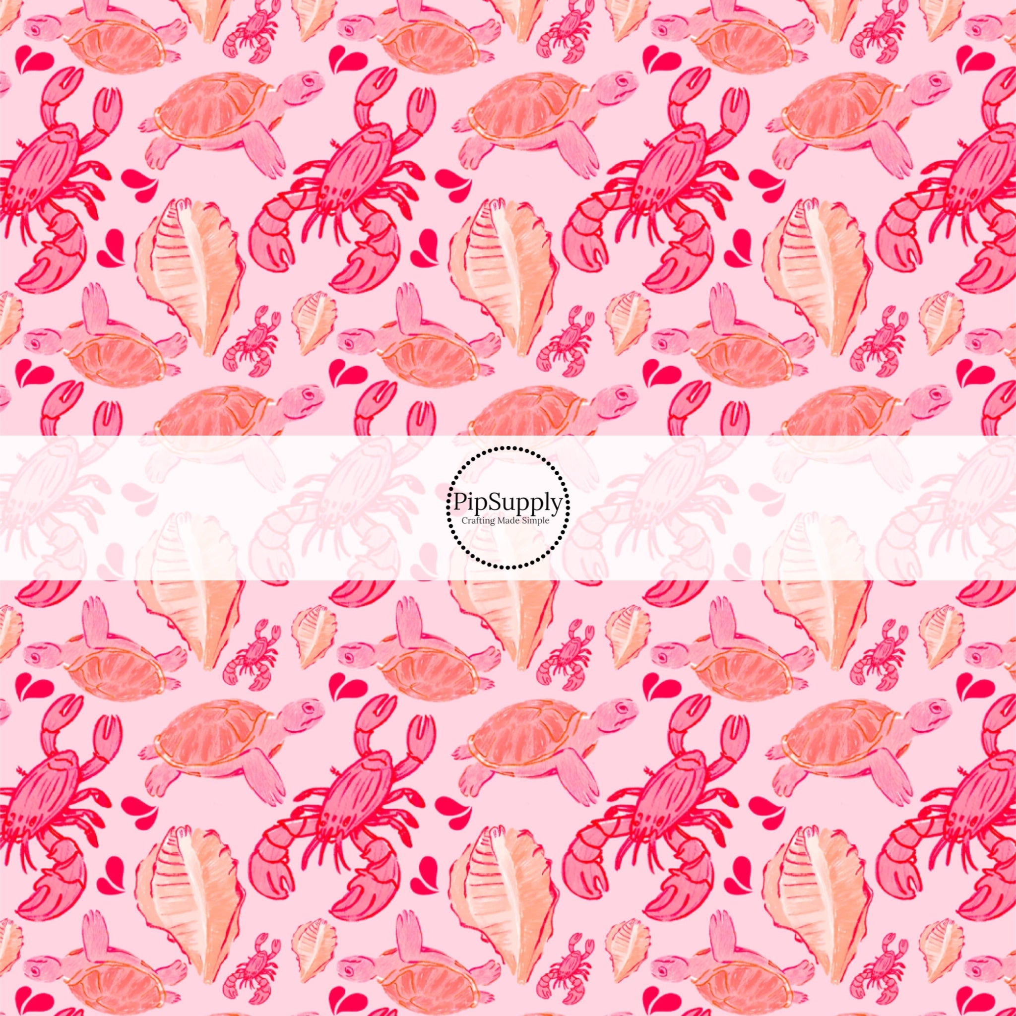 Sea Animals Fabric By The Yard - Lobsters and Turtles Fabric By The ...
