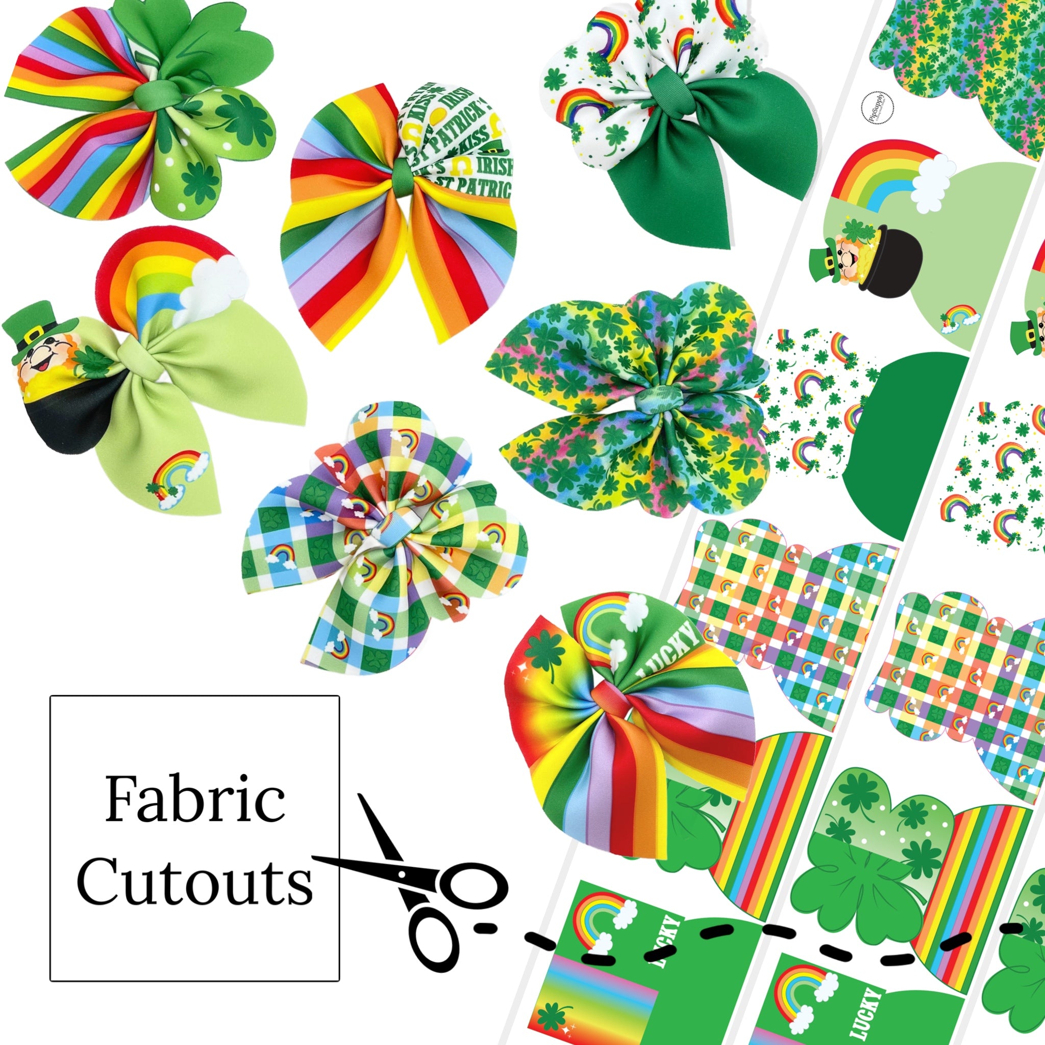 Bright Leprechaun and Rainbow Neoprene Hand Cut Bow Strips - Lucky ...