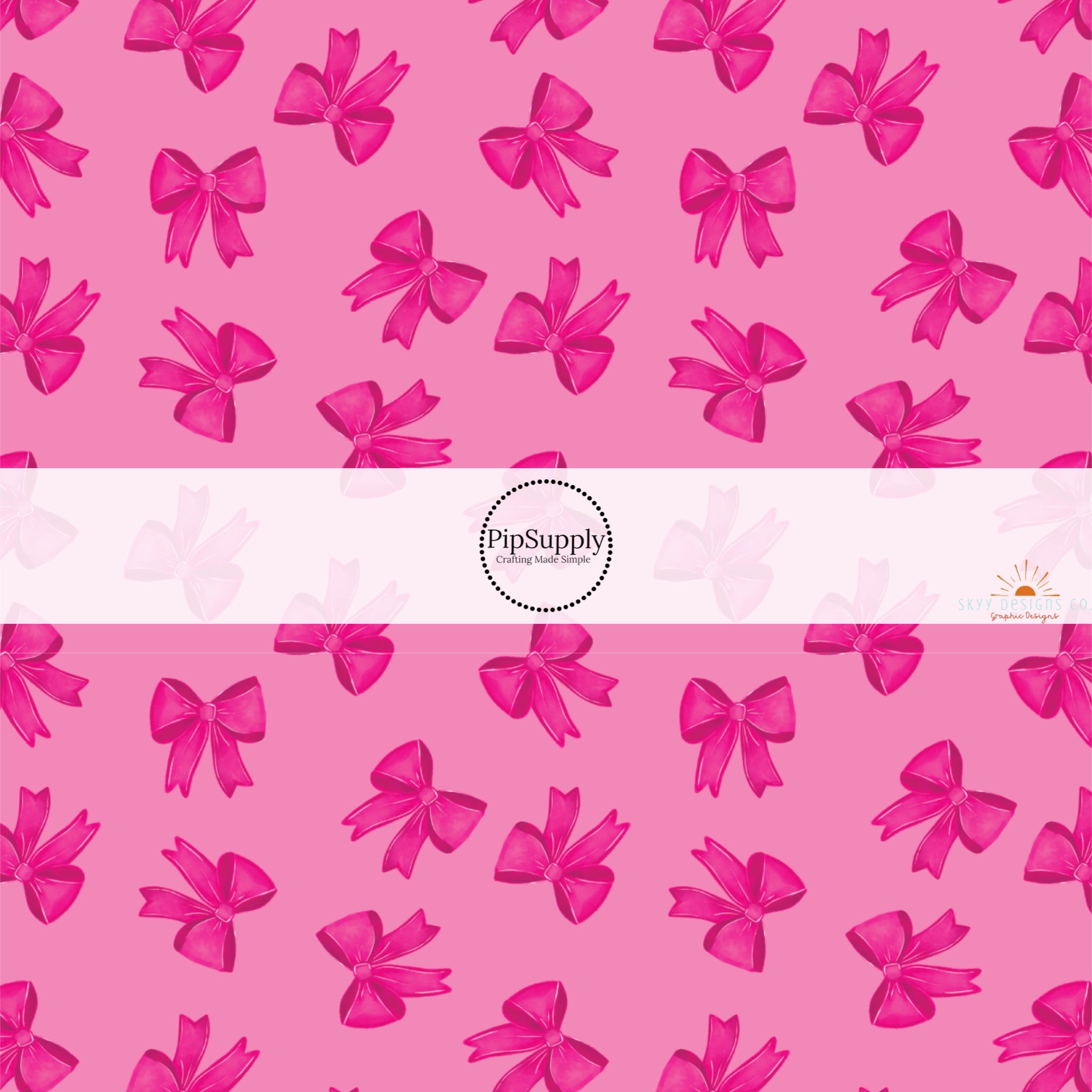 Valentine Day Bows Fabric By The Yard - Magenta Bows on Bubble Gum ...