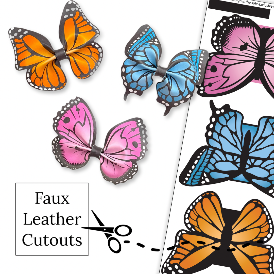 Monarch Butterflies Faux Leather Bow Cutouts - Monarch Butterflies Faux ...
