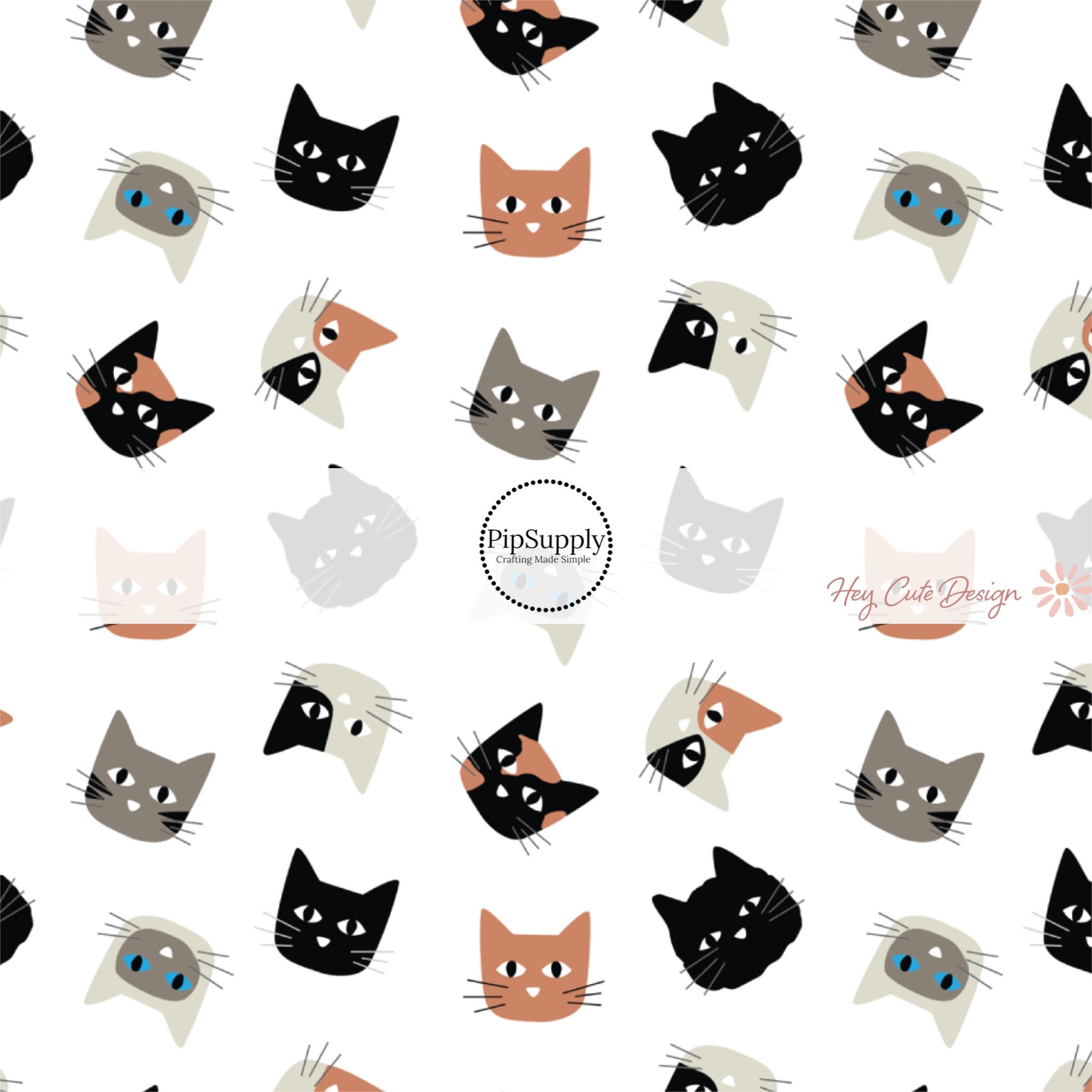 Halloween Pattern Fabric By The Yard - Multi Cats Fabric By The Yard ...