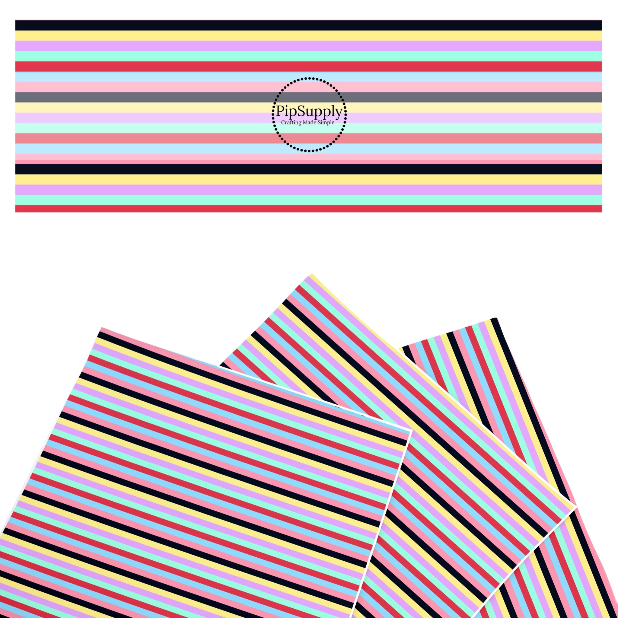 Valentine Day Stripes Faux Leather Sheets - Multi Colored V-Day Stripe ...