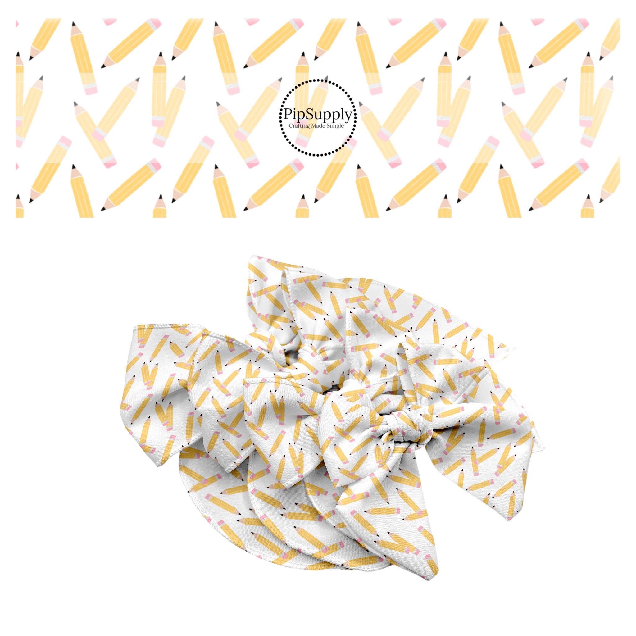 School Pencils Hair Bow Strips - Multi Pastel Pencil Hair Bow Strips ...