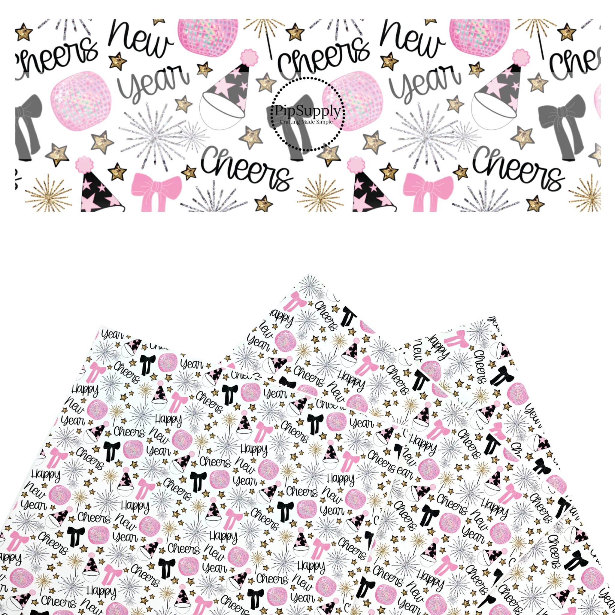 Happy New Year Celebration Faux Leather Sheets - New Years Cheer Faux ...