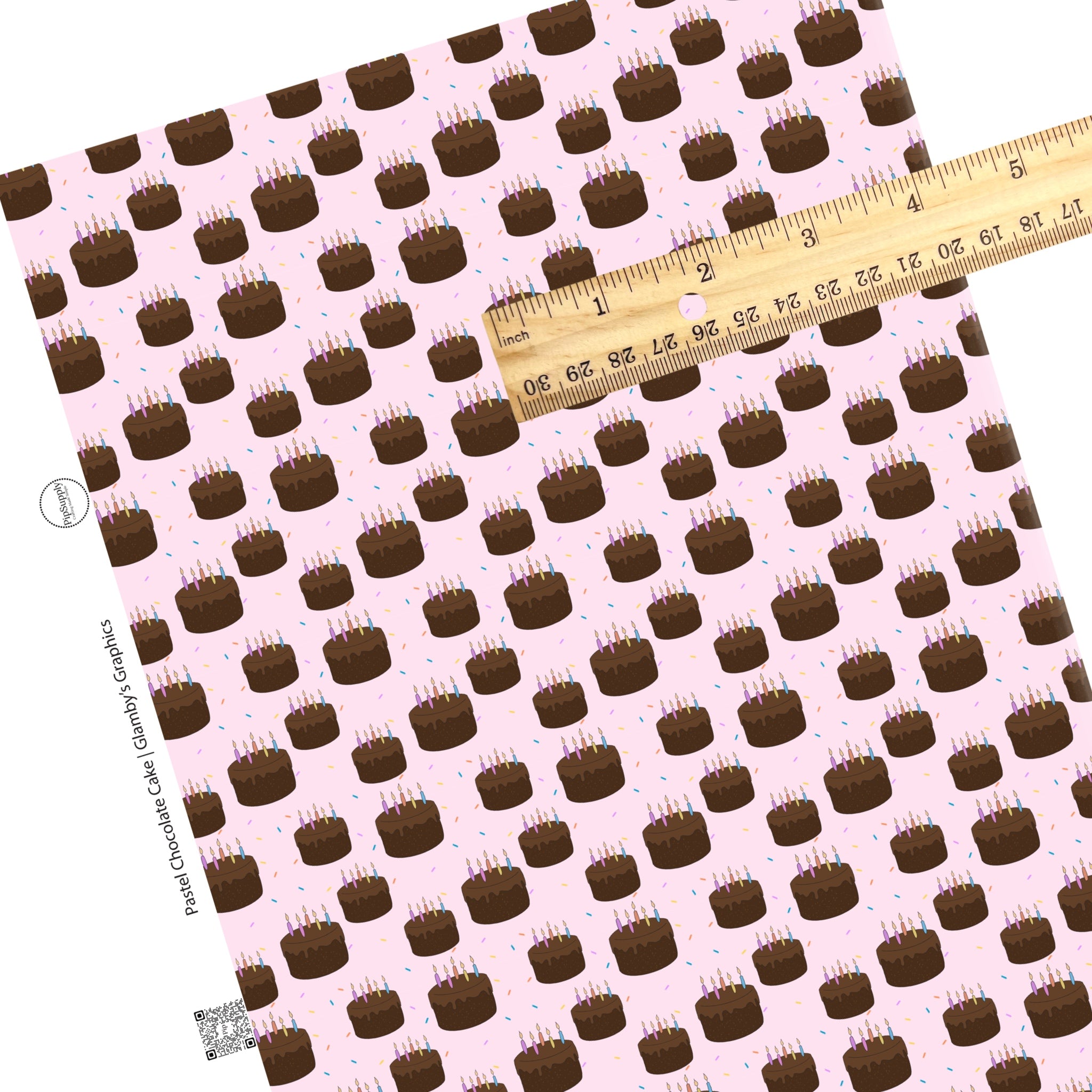 Pink Birthday Cake Faux Leather Sheet - Pastel Chocolate Cake Faux ...