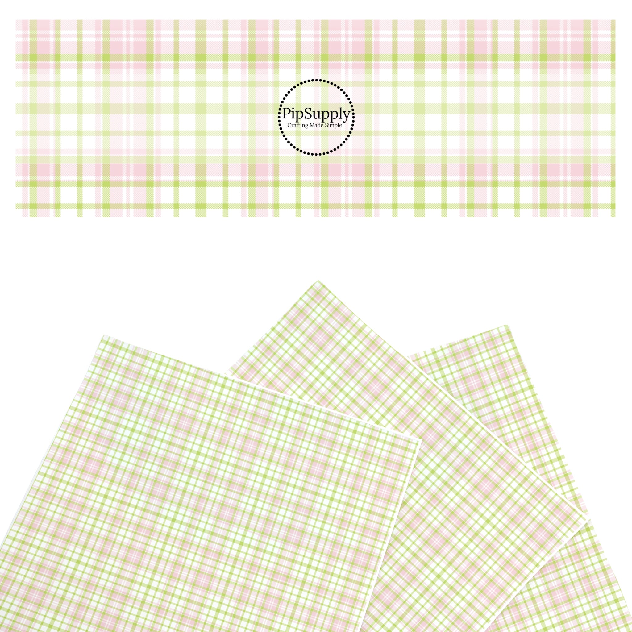 Spring Plaid Faux Leather Sheets - Pastel Grass Plaid Faux Leather ...