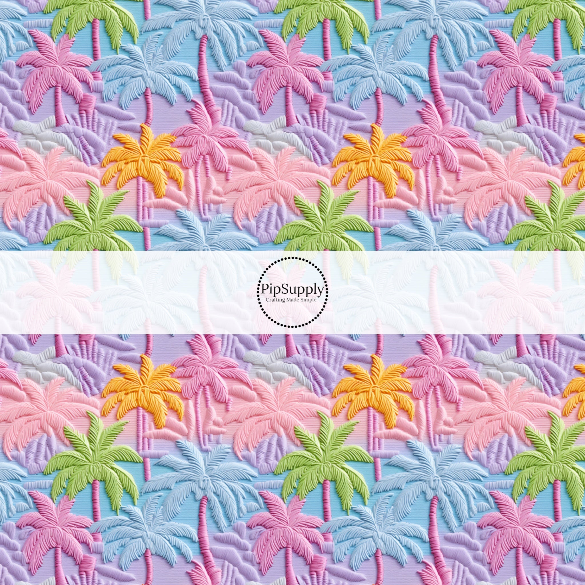 Tropical Palm Trees Fabric By The Yard - Painted Palms Fabric By The ...