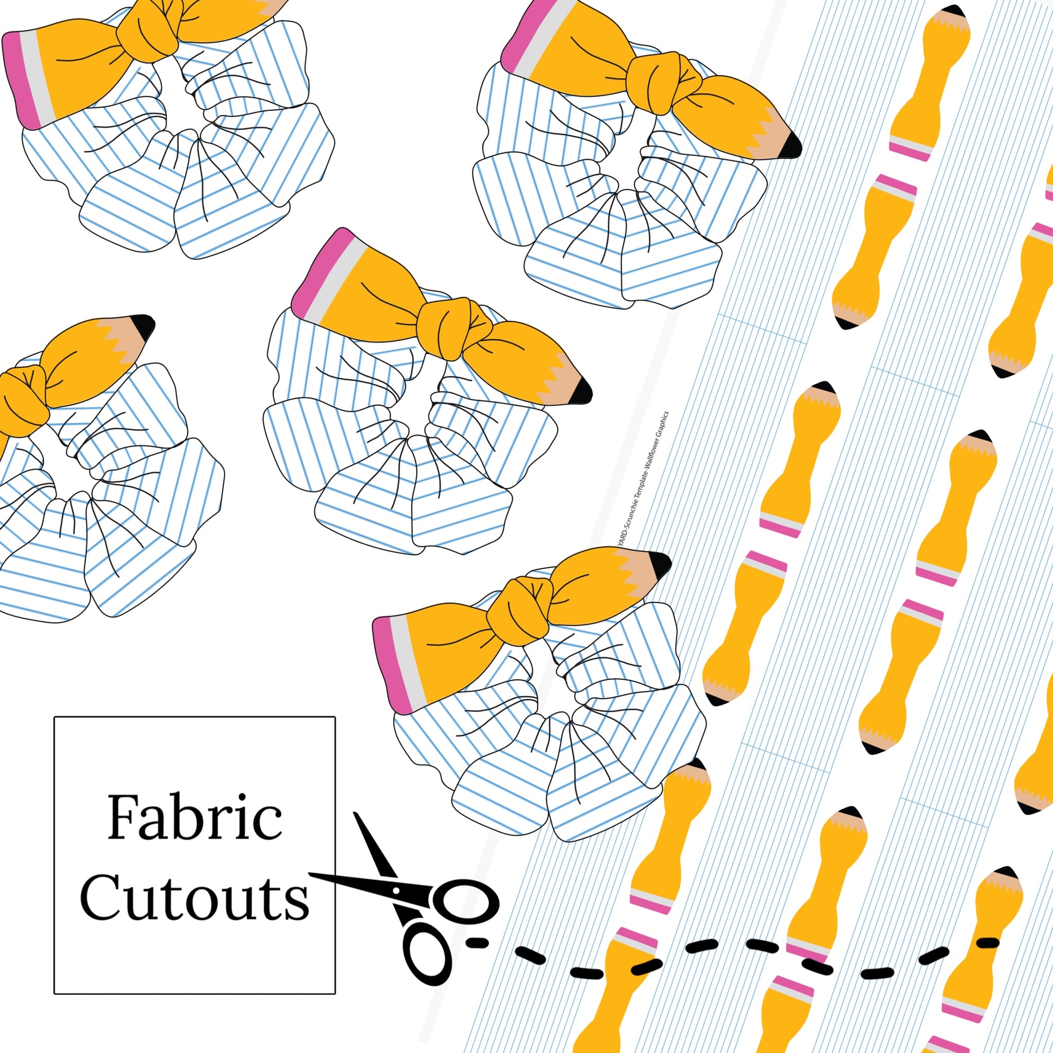 School Fabric DIY Scrunchie Templates - Pencil Fabric DIY Hair ...