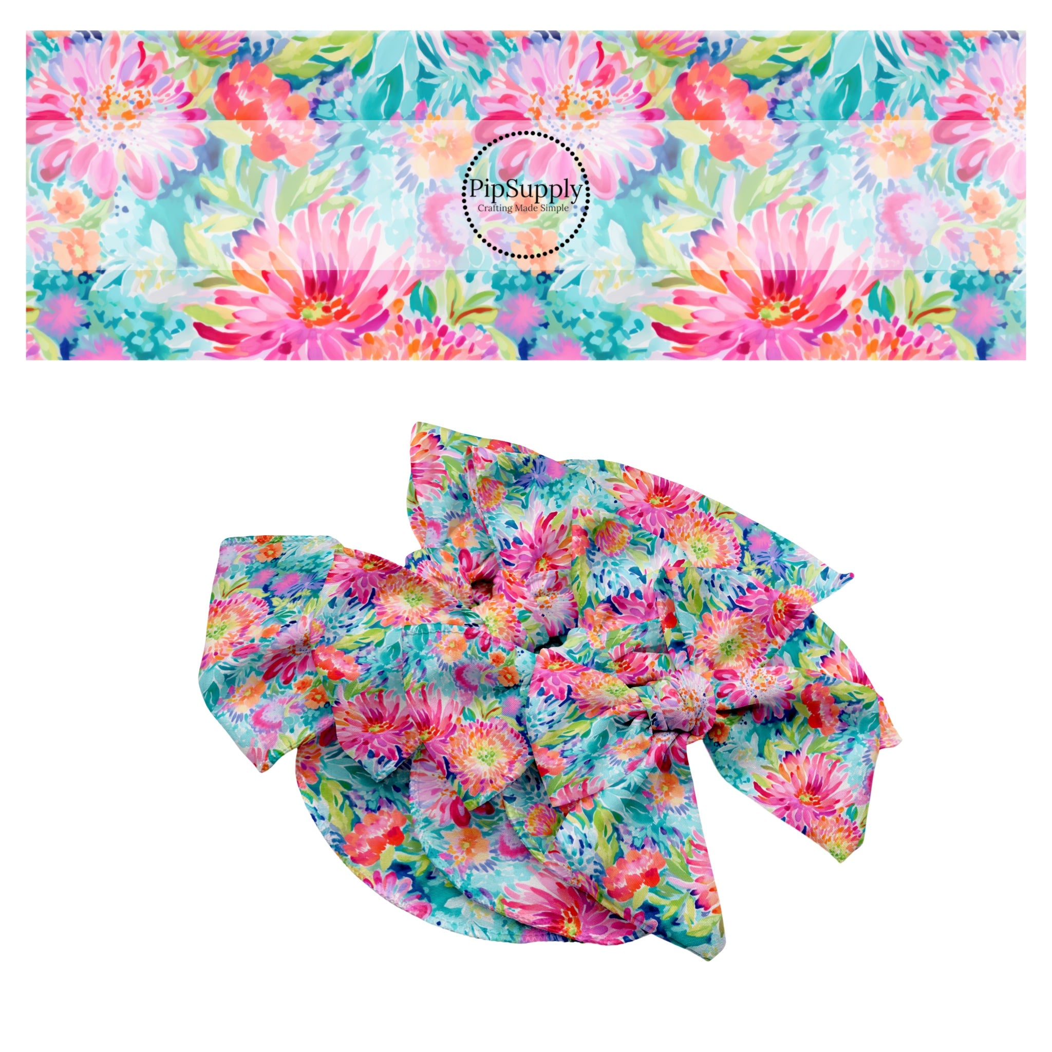 Tropical Floral Hair Bow Strips - Poolside Floral Hair Bow Strips – Pip ...