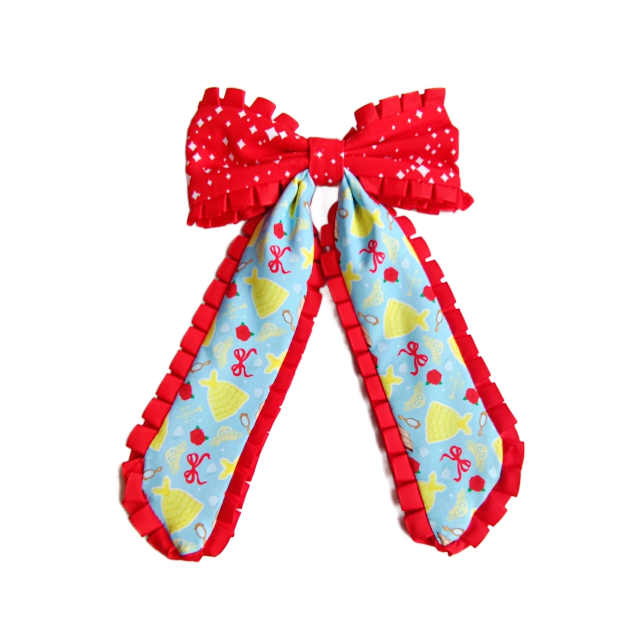Princess Themed Ruffled Hair Bows w/ Clips - Red Rose Princess Ruffled ...