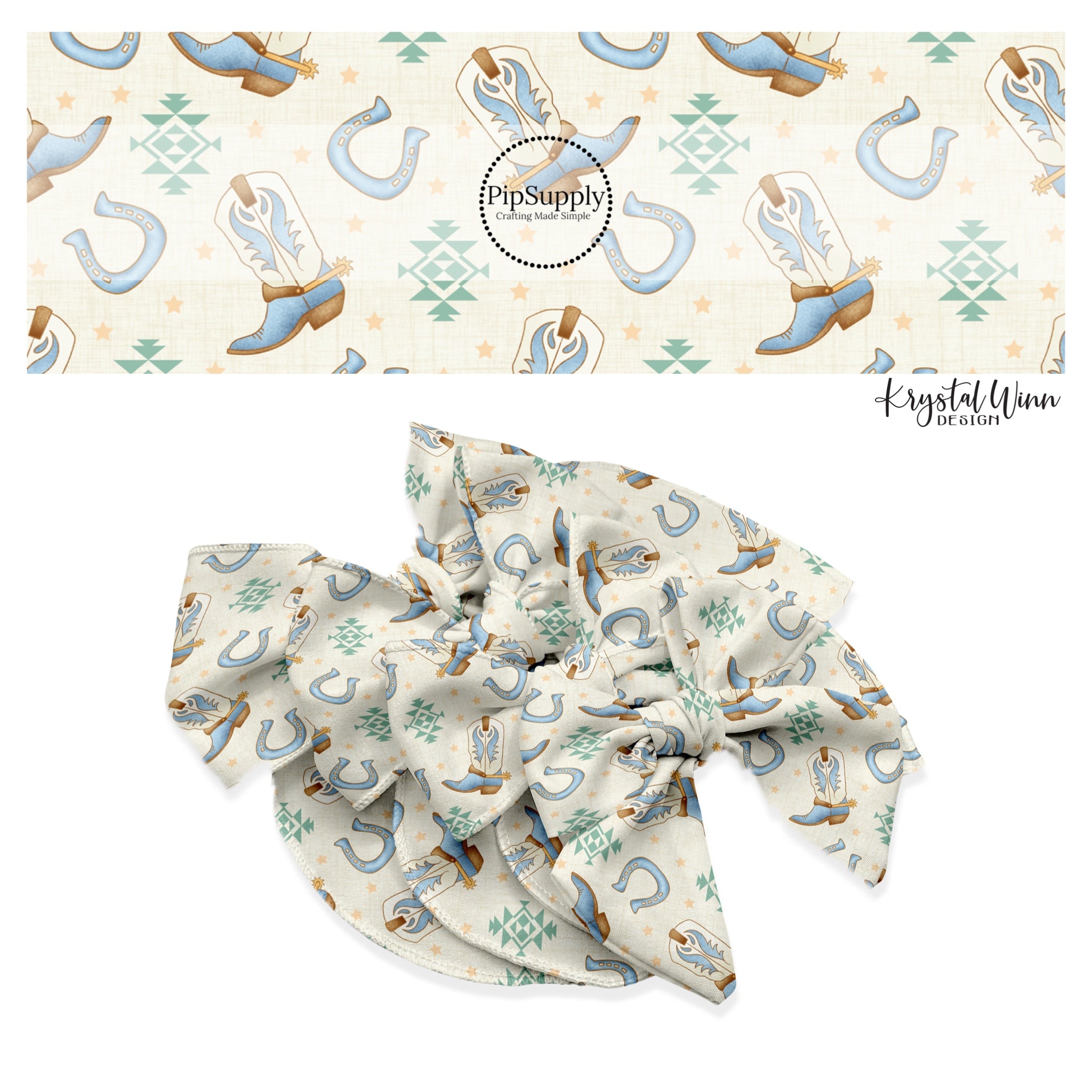 Summer Aztec Hair Bow Strips - Rootin’ Tootin’ Cream Hair Bow Strips ...