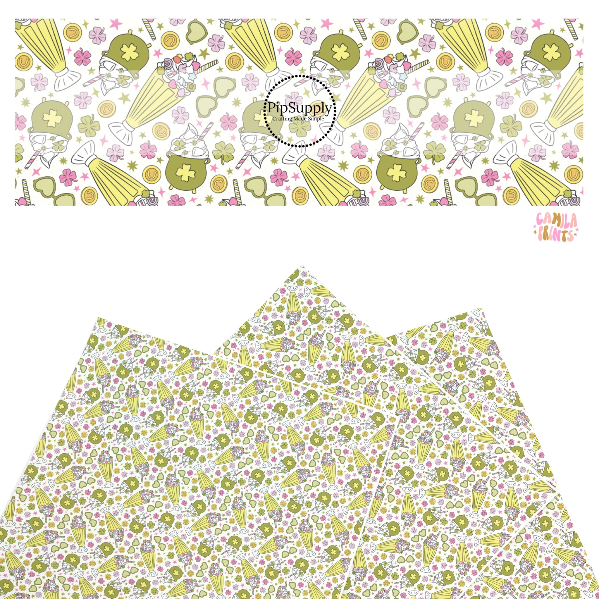 St. Patrick's Day Shamrock Faux Leather Sheets - Shakin’ Shamrock Faux ...