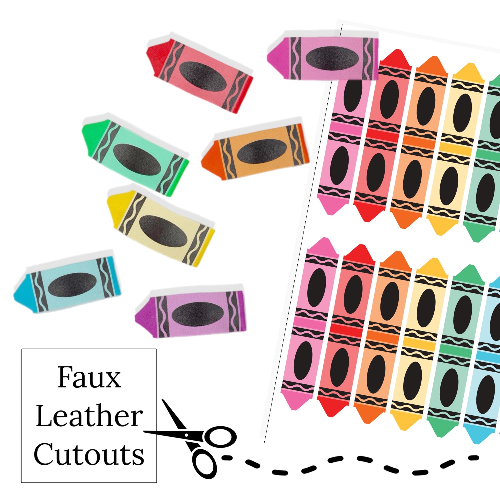 School Crayons Faux Leather DIY Clip Covers - Solid Crayon Faux Leather ...