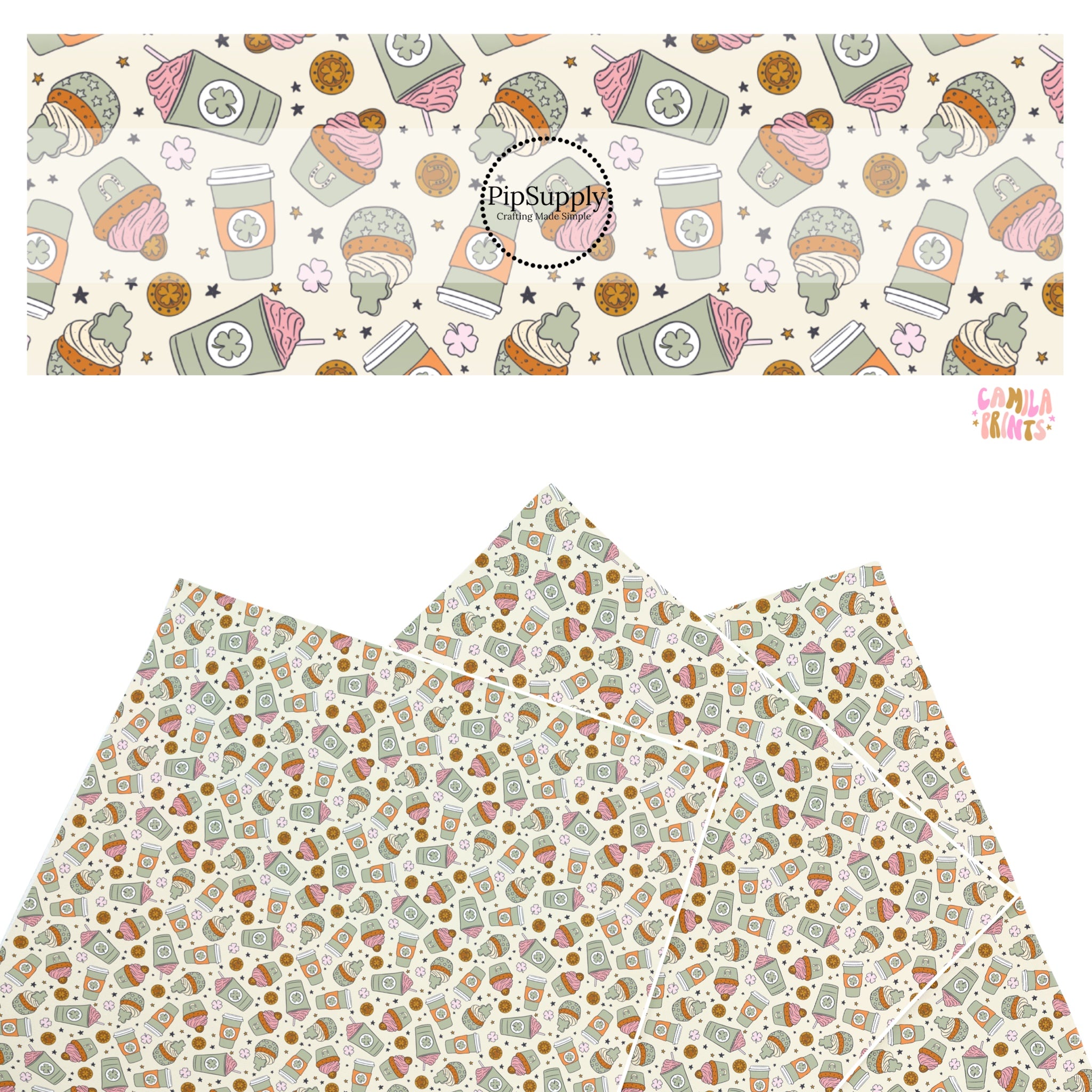 St. Patrick's Day Sweets Faux Leather Sheets - St. Patty’s Sweet Treats ...