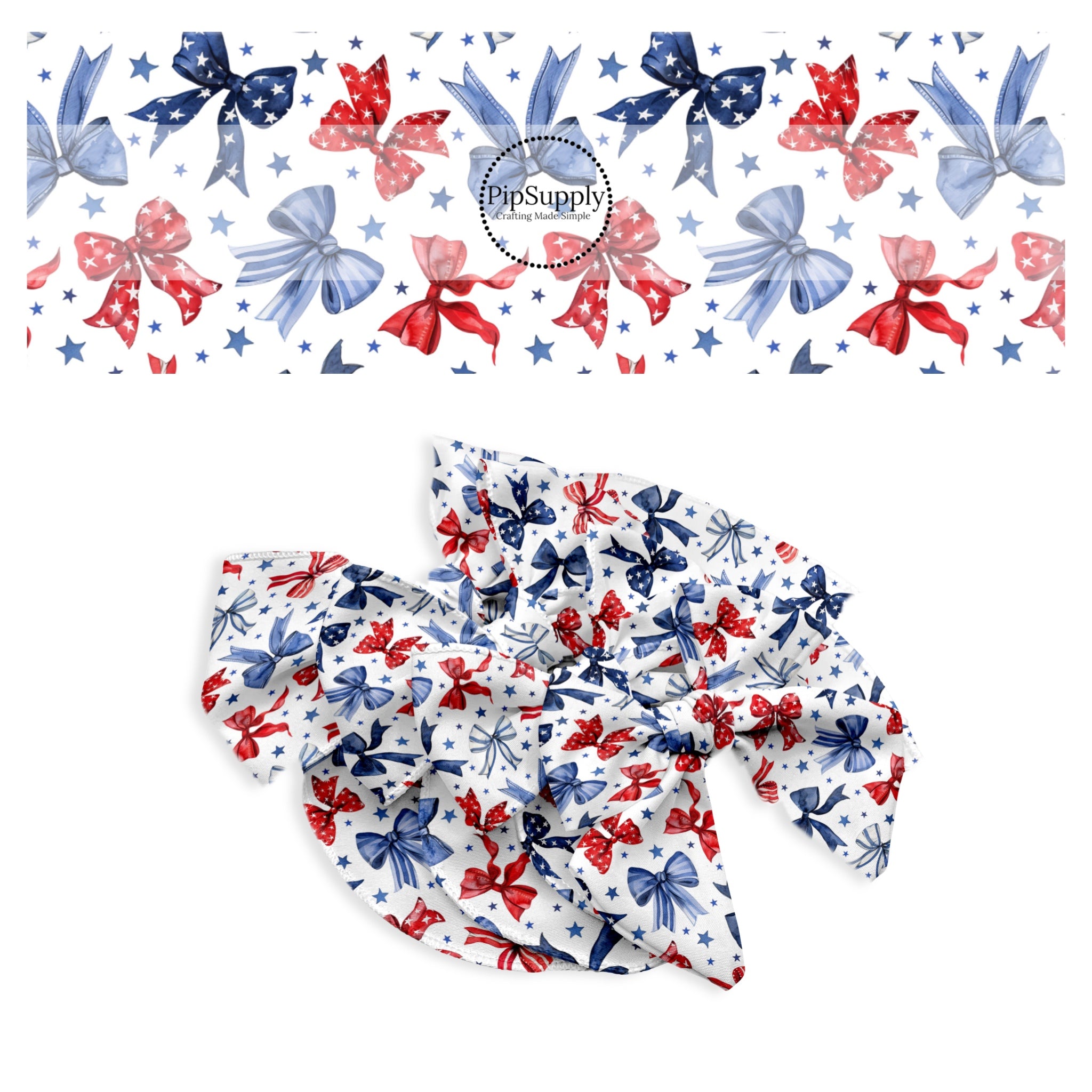 Patriotic Bows Hair Bow Strips - Stars and Stripes Bows Hair Bow Strips ...