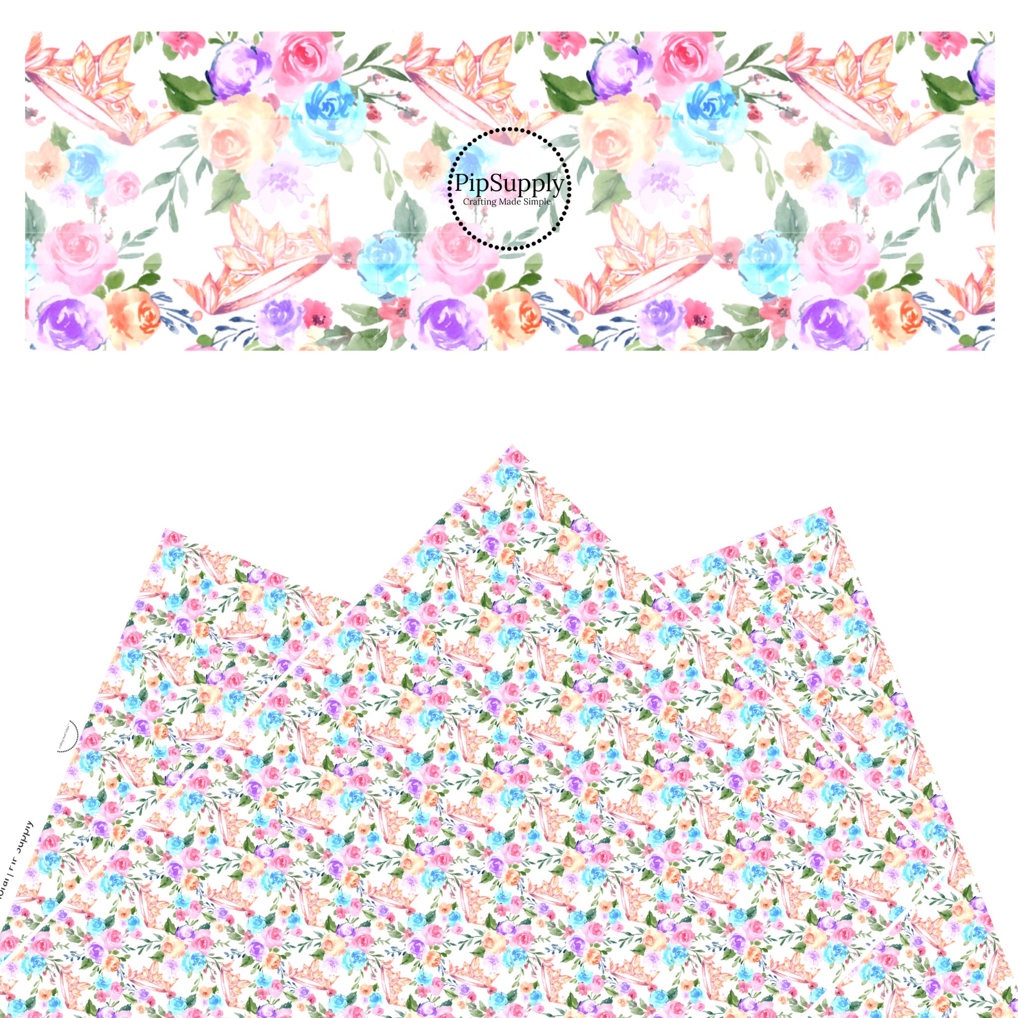 Crown Themed Faux Leather Sheets - Tower Princess Crown Floral Faux ...