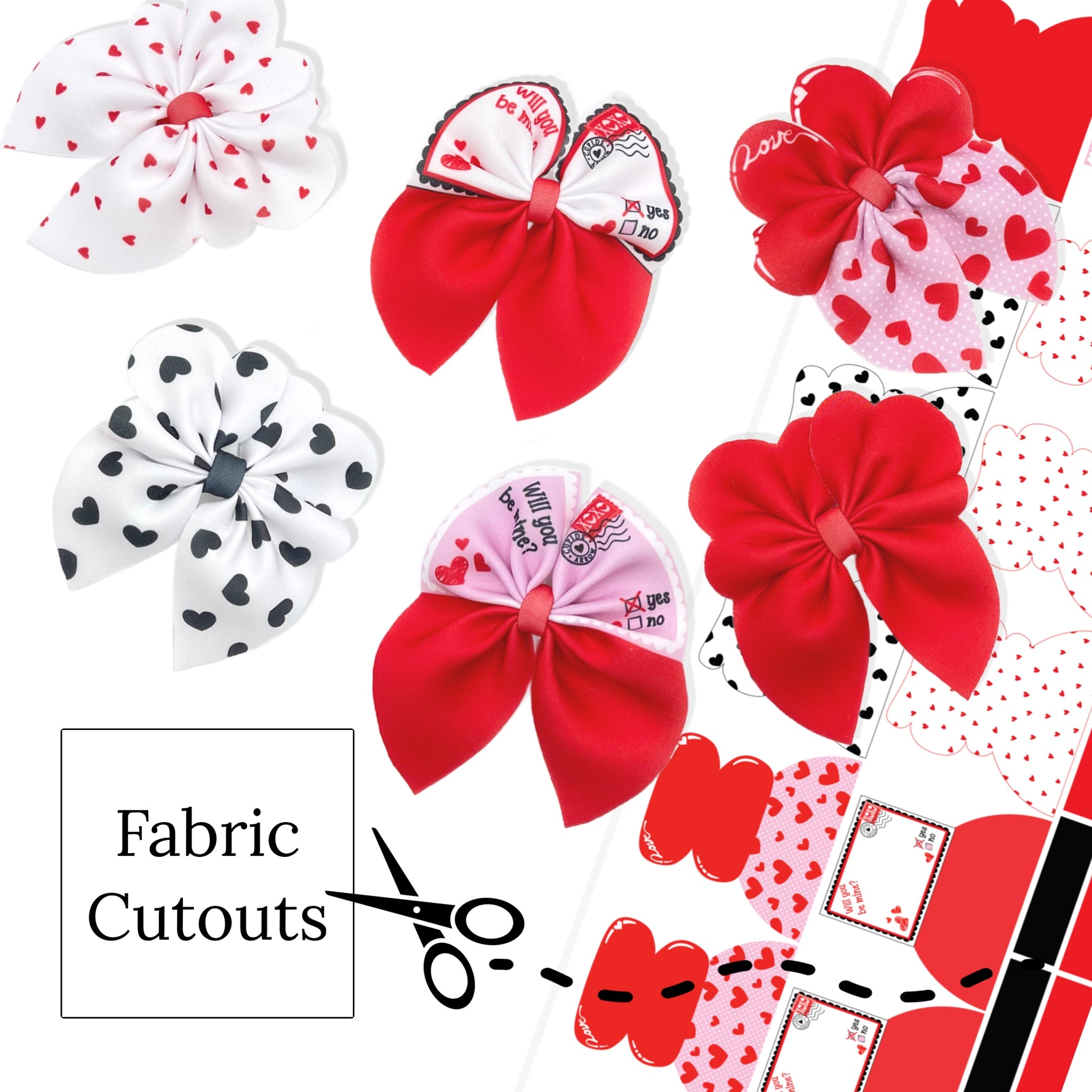 Valentine's Day Neoprene Hair Bow Strip Templates - Traditional ...