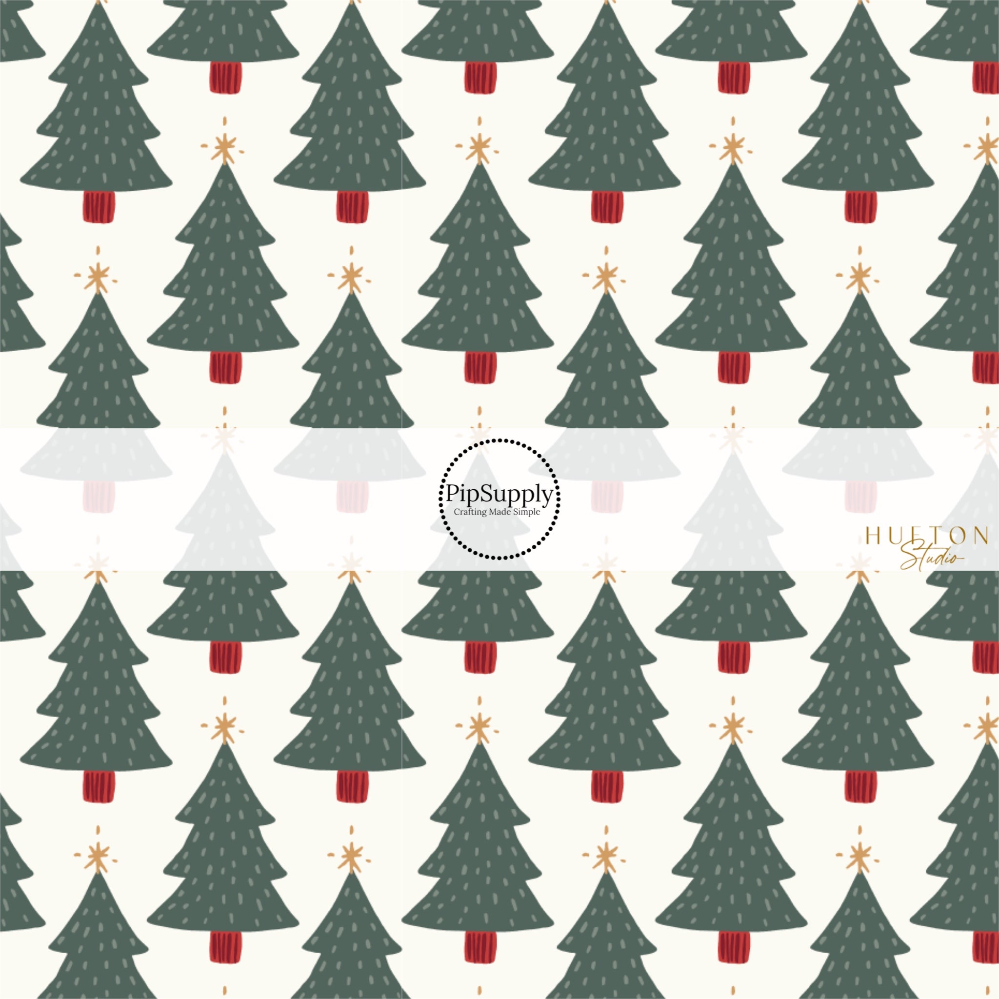 Christmas Trees Pattern Fabric By The Yard - Tree Lighting Fabric By ...