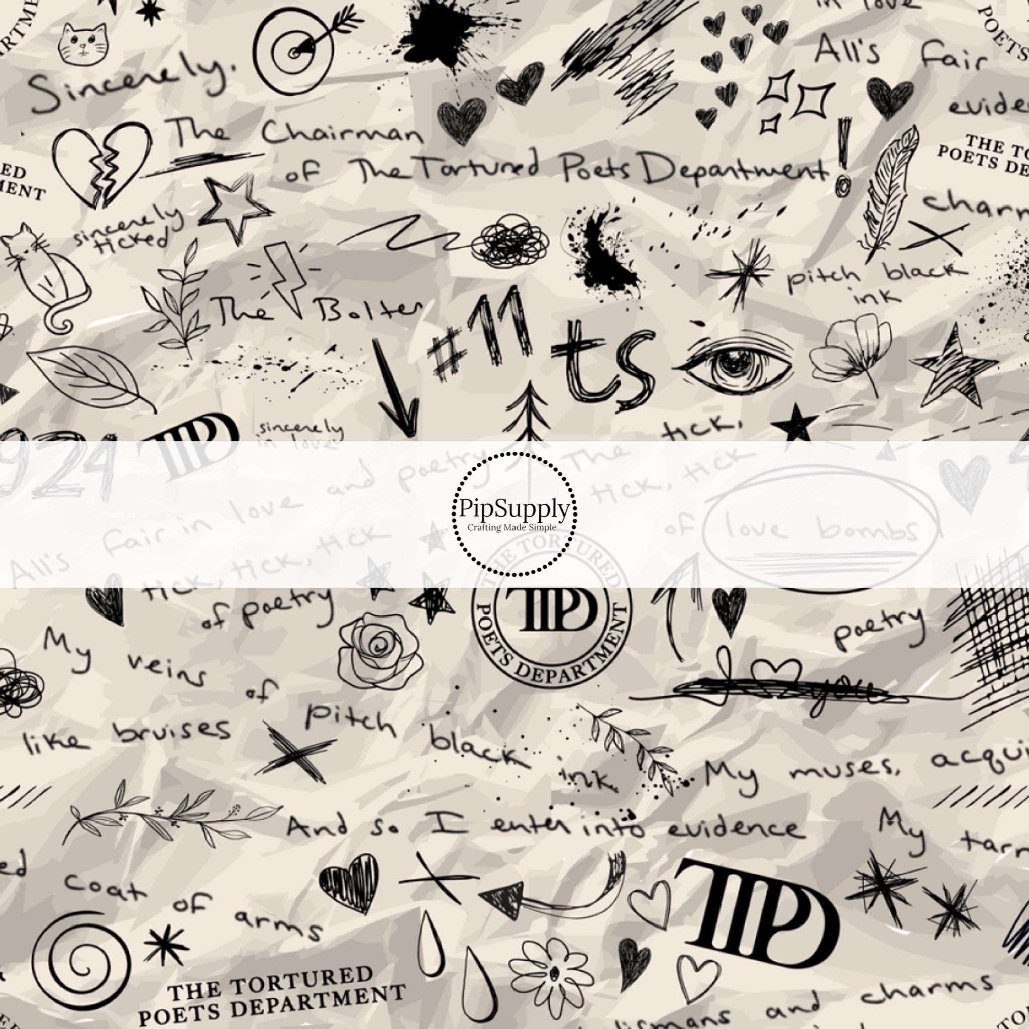 Taylor's Concert Pattern Fabric By The Yard - TTPD Fabric By The Yard ...