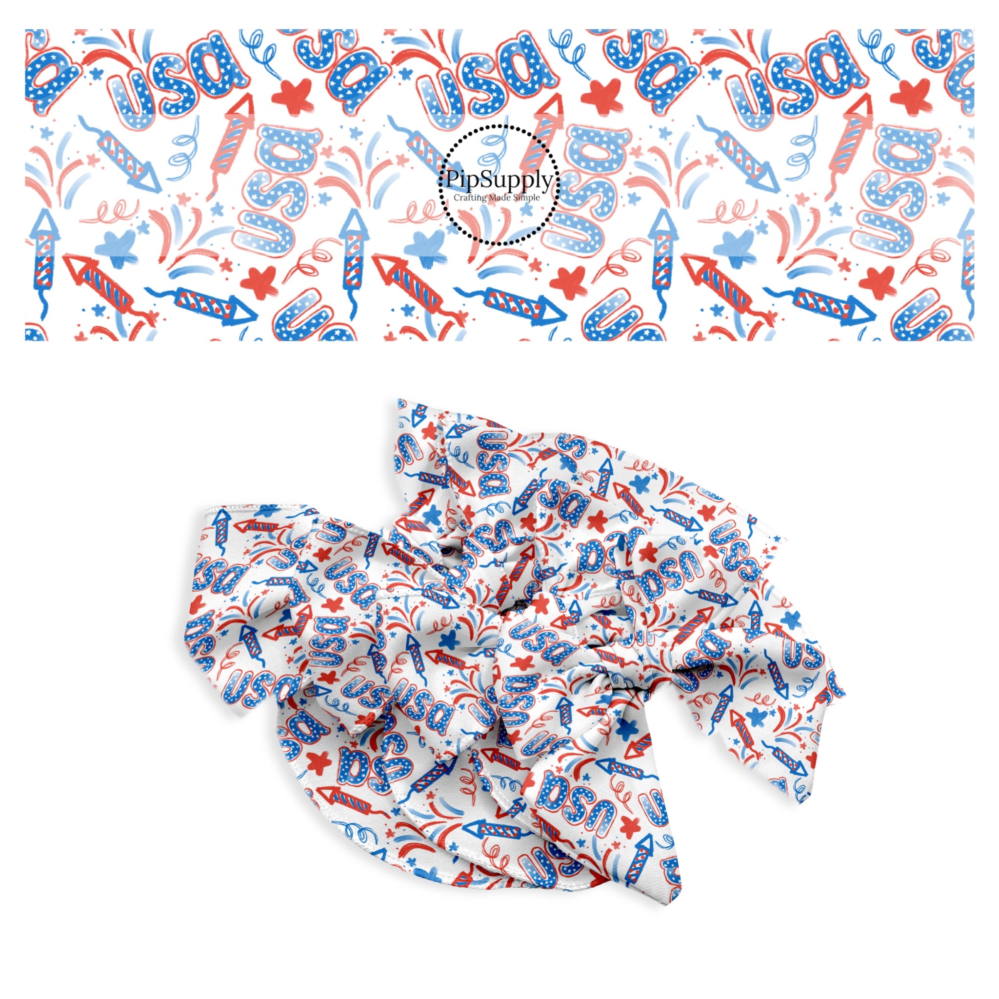 Patriotic Hair Bow Strips - USA Fireworks Hair Bow Strips – Pip Supply