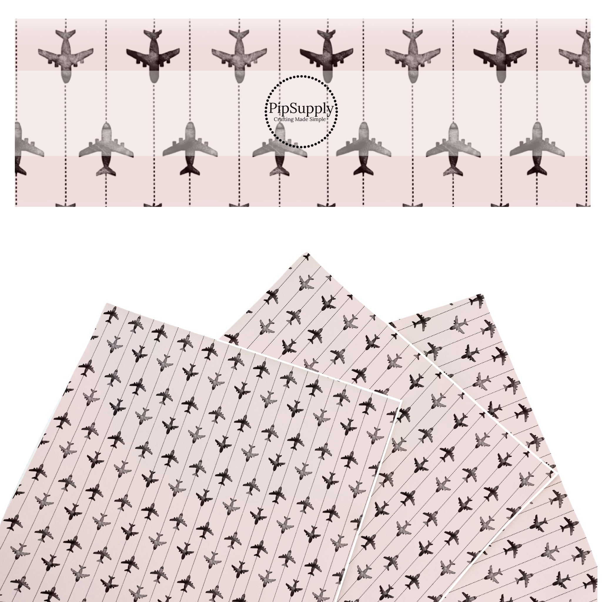 Plane Travel Themed Faux Leather Sheets - Watching Airplanes Grey Faux ...