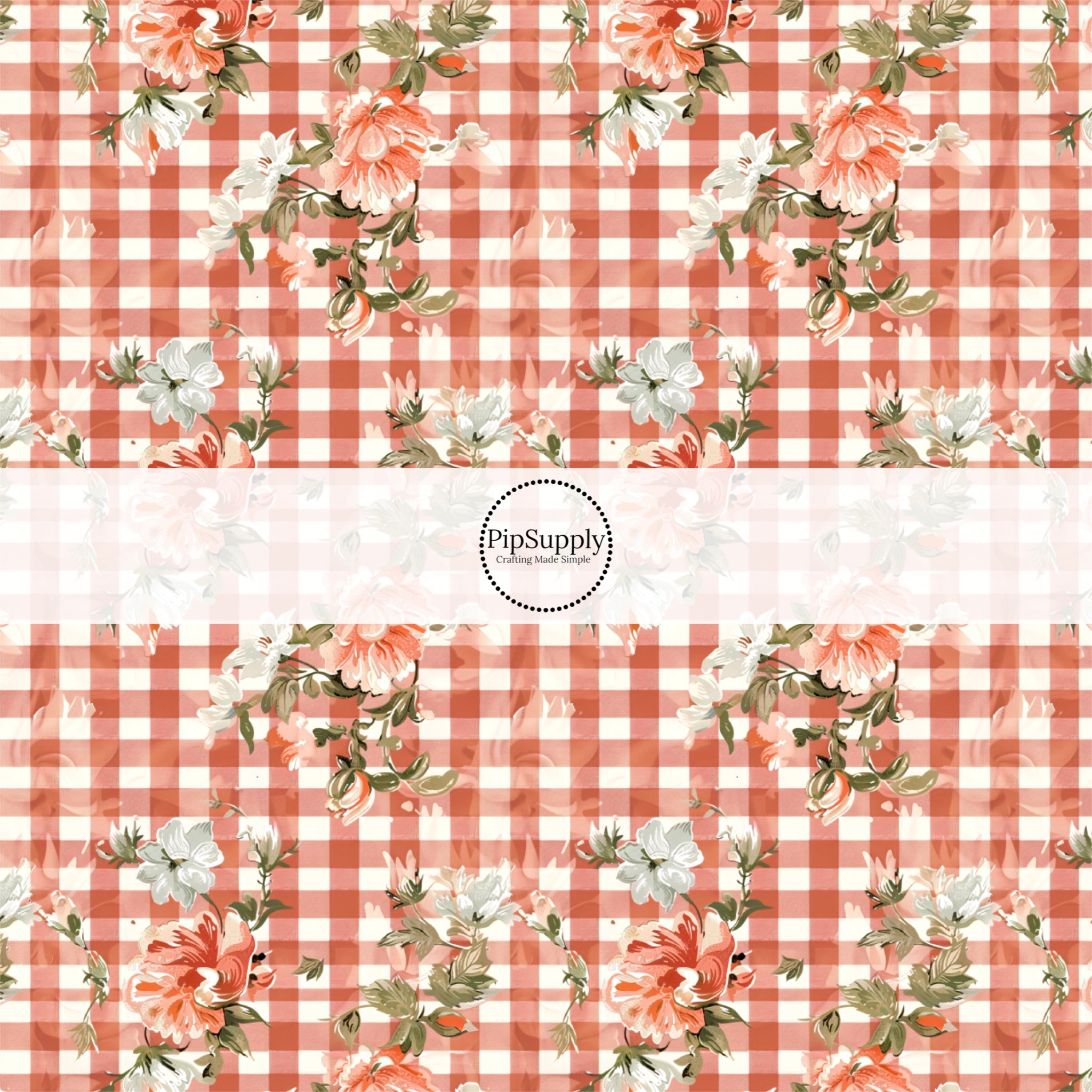 Spring Floral Plaid Fabric By The Yard - Watercolor Rose Plaid Fabric ...